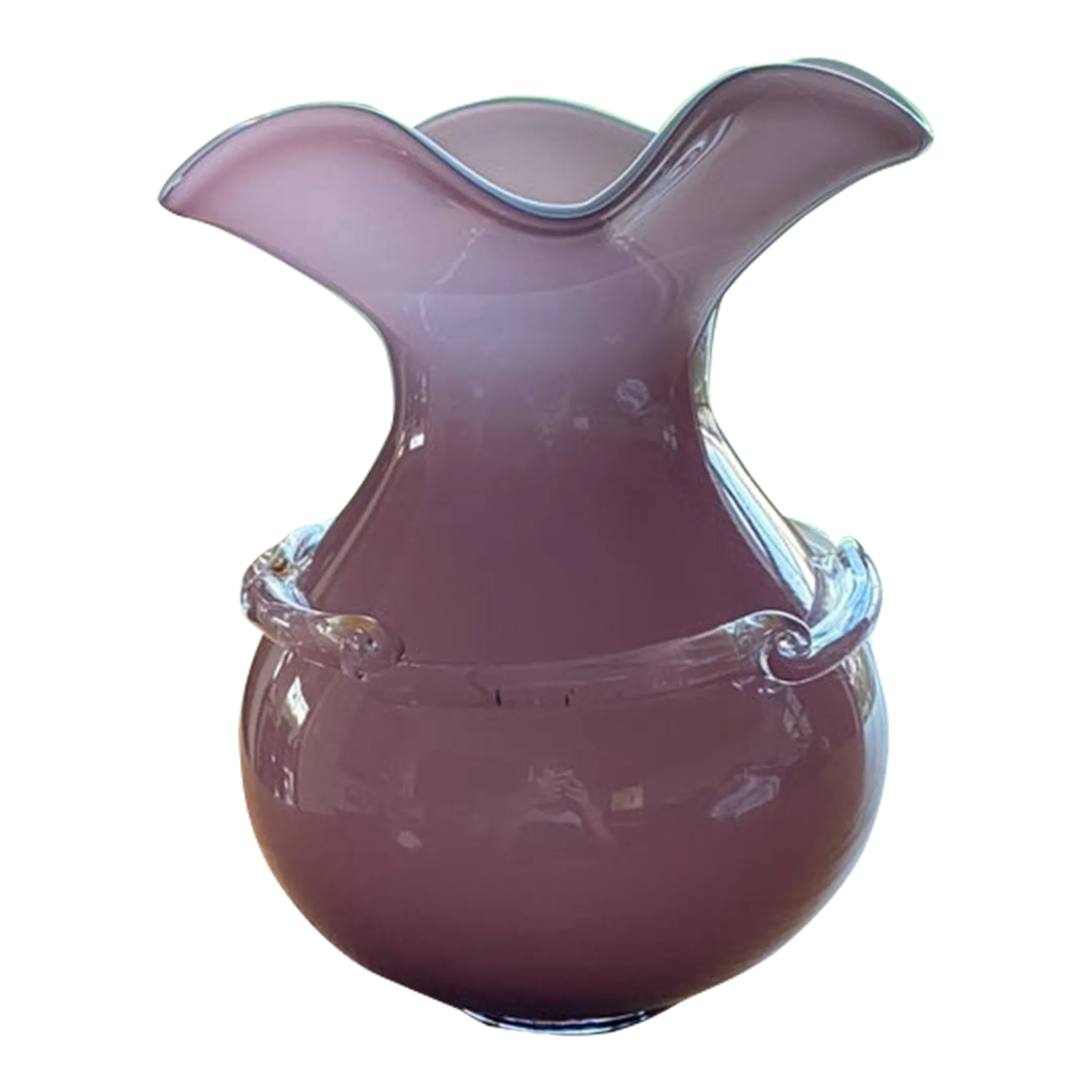 Early 21st Century Hand Blown Mauve Colored Glass Vase | Chairish