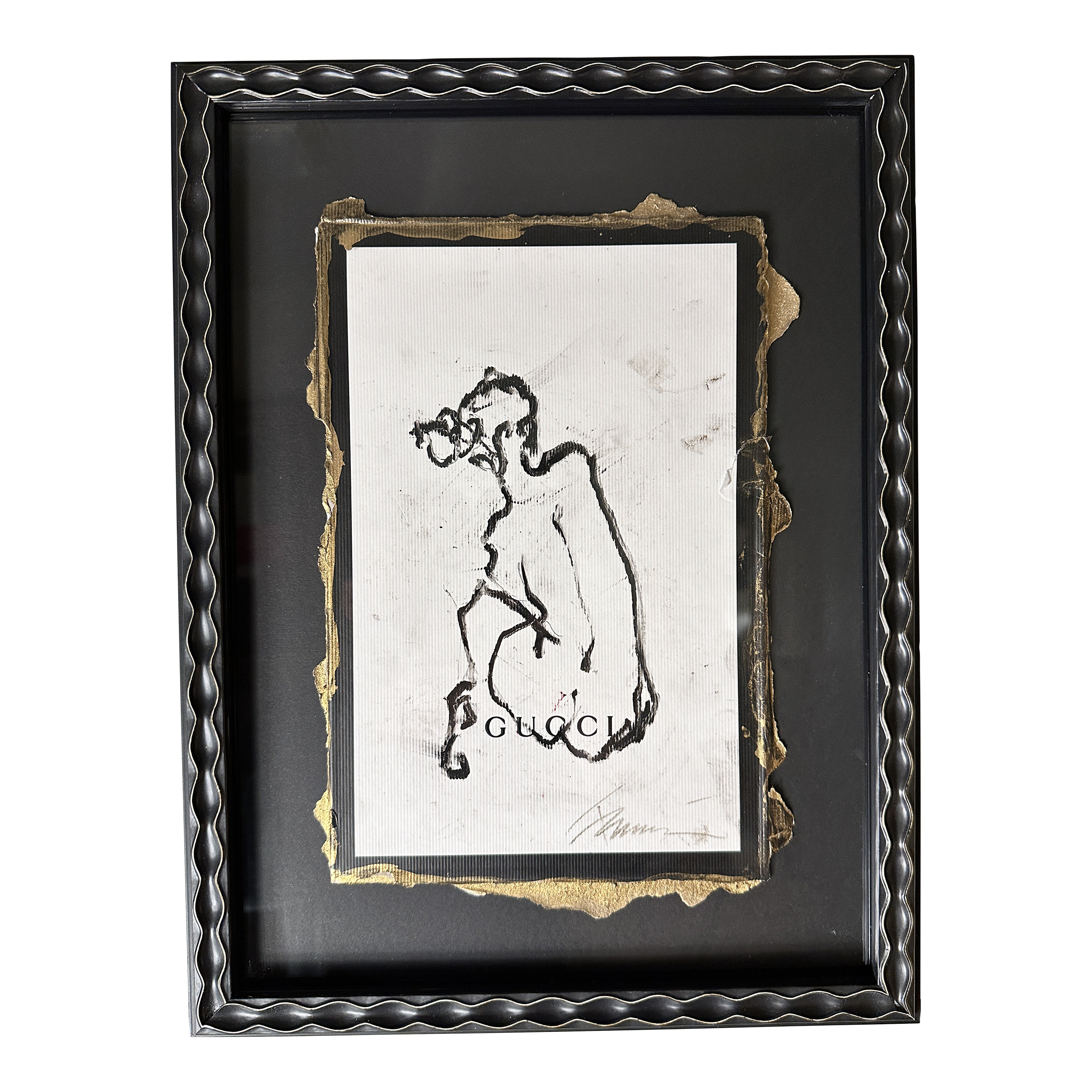 "Gucci" Charcoal Series Figurative Drawing by Francine Turk, Framed ...