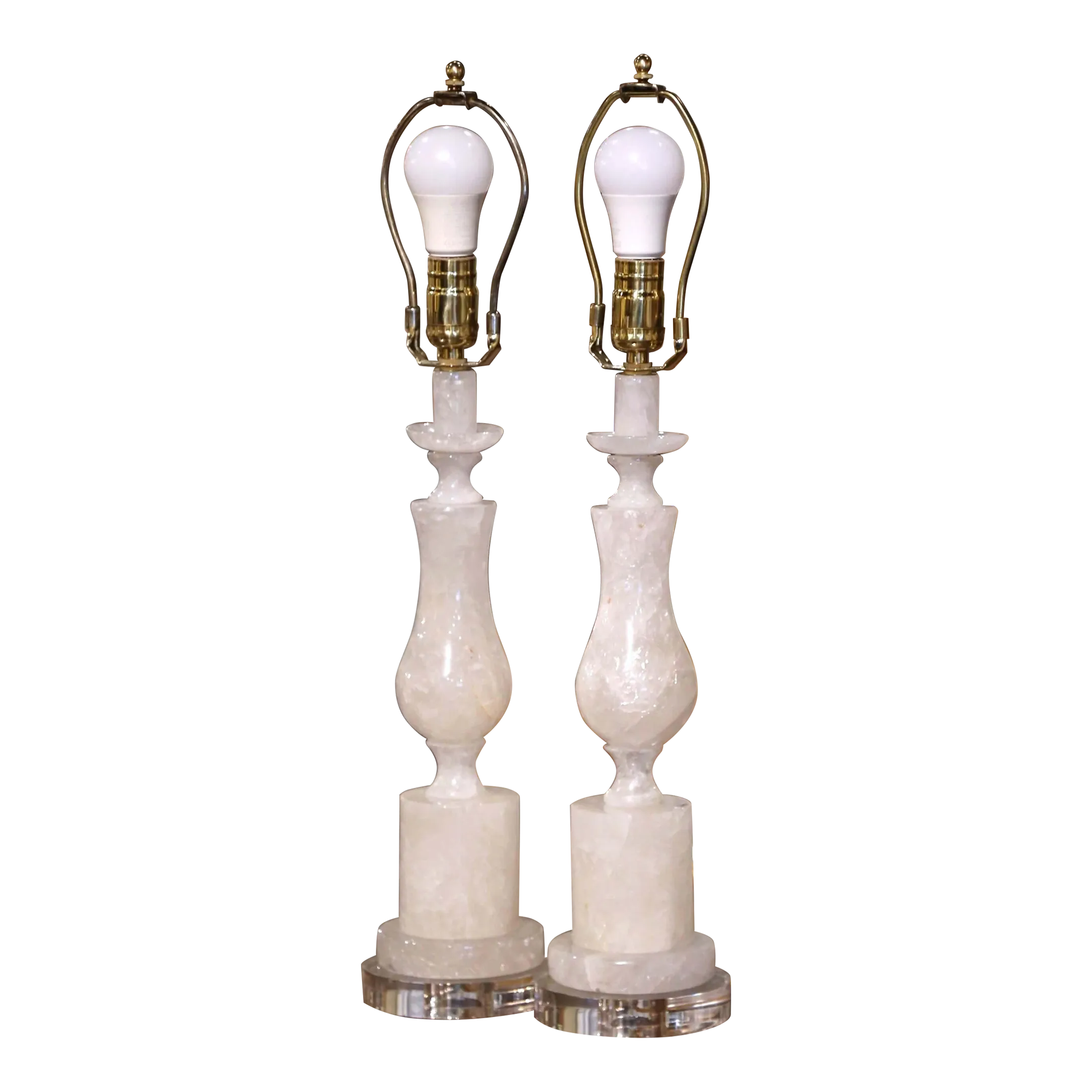 Pair of Carved Rock Crystal Table Lamps on Acrylic Bases | Chairish