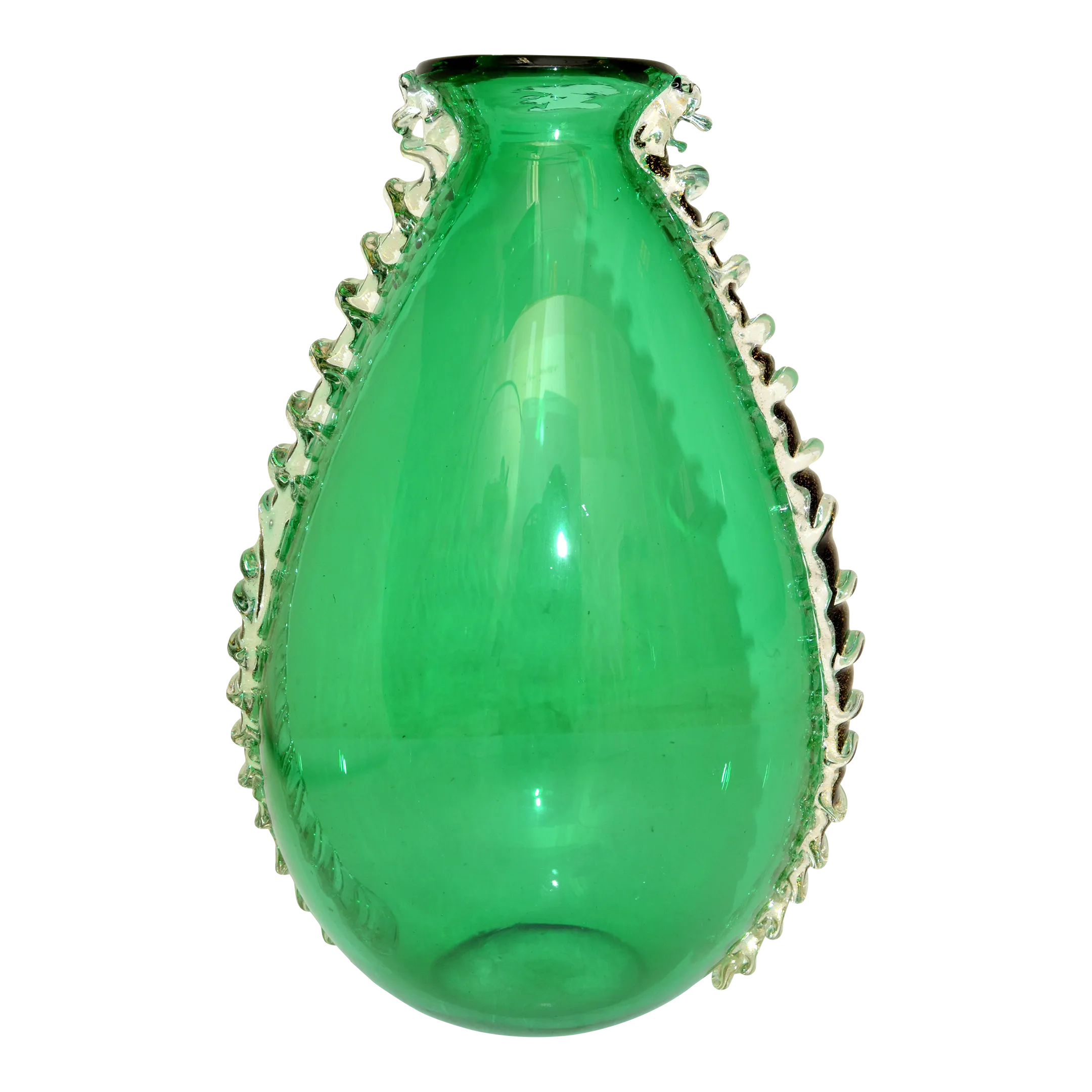 Italian Art Glass Vase Pino Signoretto Style Blown Green Murano Glass ...