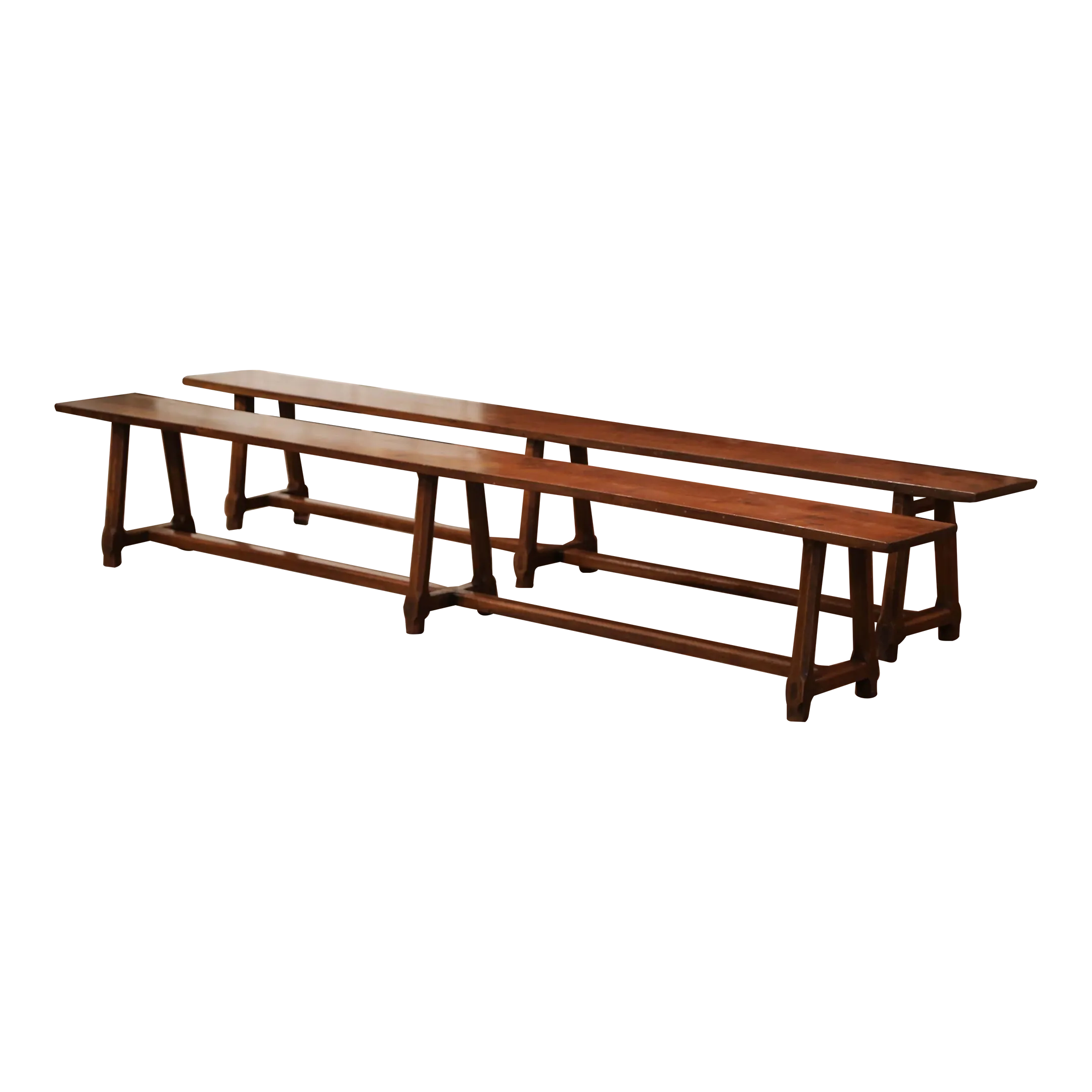 Pair of 19th Century French Provincial Carved Cherry Three-Leg Trestle ...