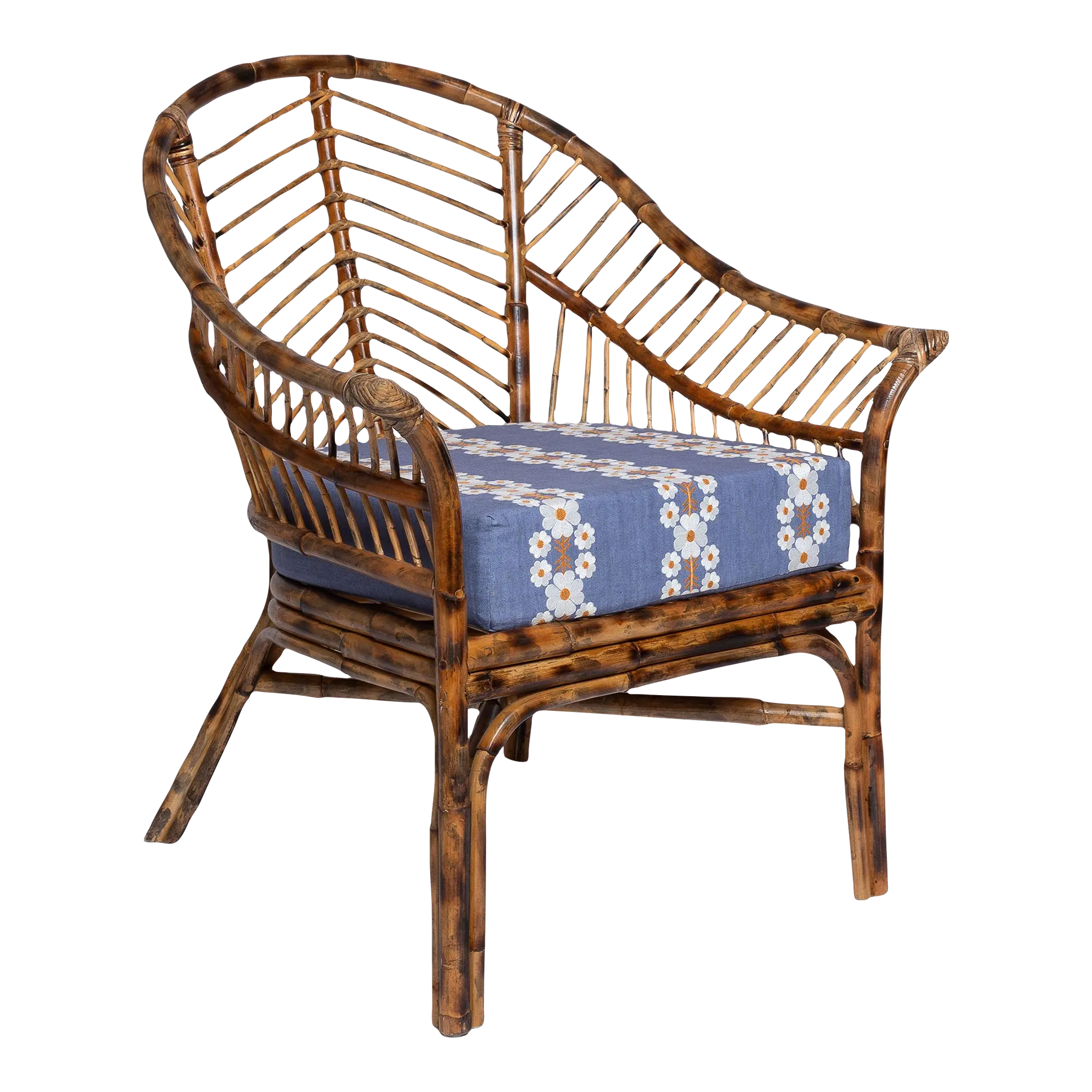 Sharland England Faux Bamboo Chair, Cornflower Blue | Chairish