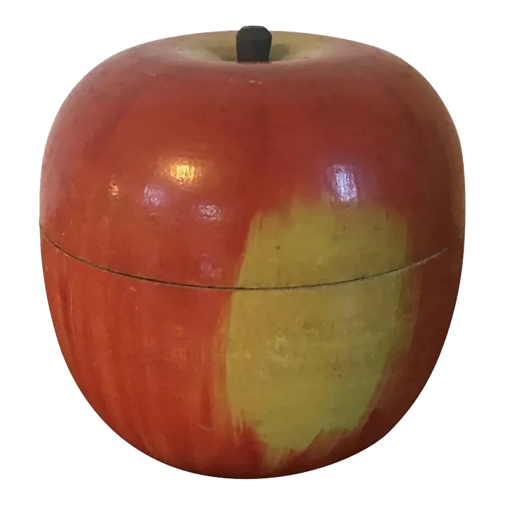 Antique Early 20th Century Carved Wood Apple Box Containing Horse Race ...