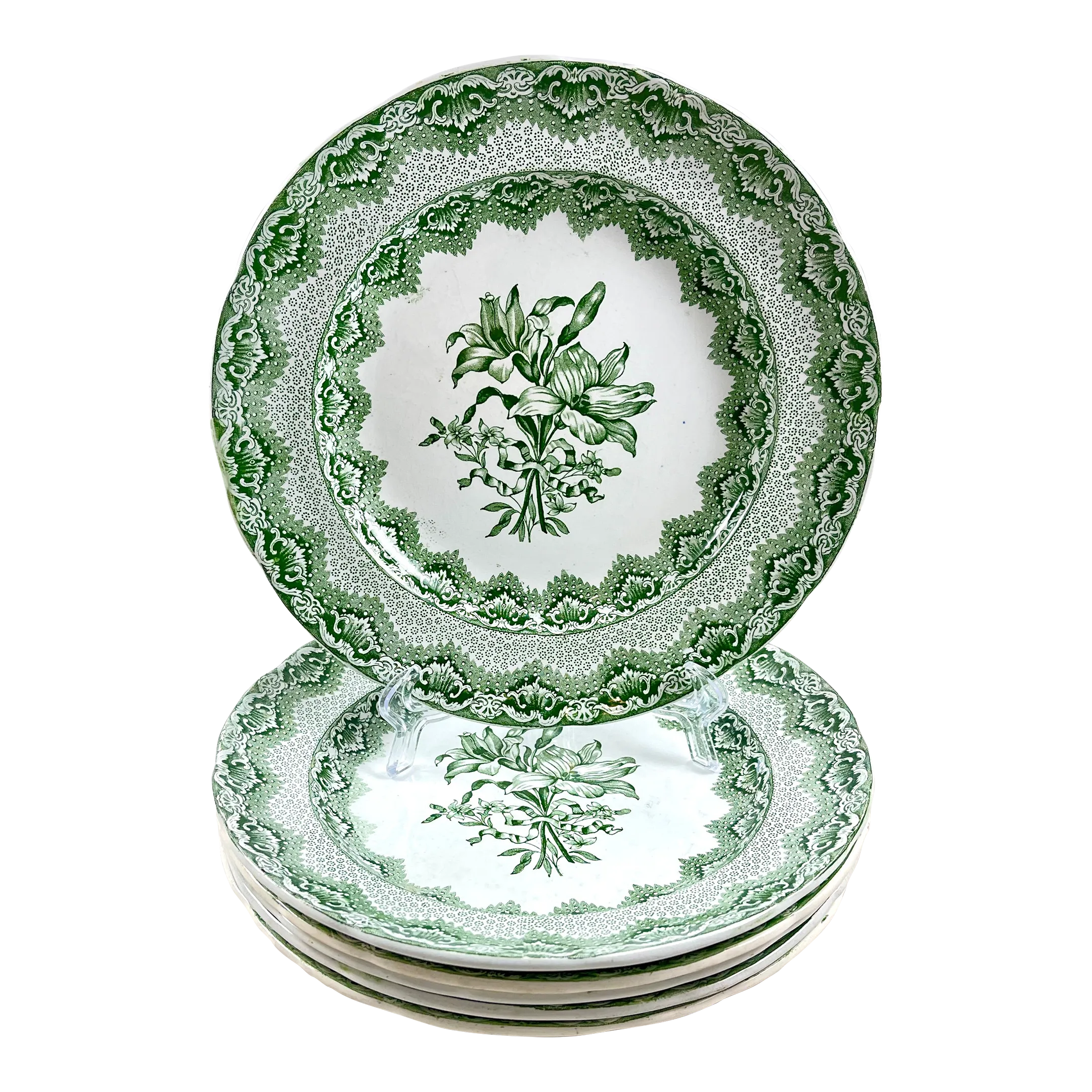 Late Spode Copeland Garrett Green Lily Luncheon Plates 1830s, Set of 6 ...
