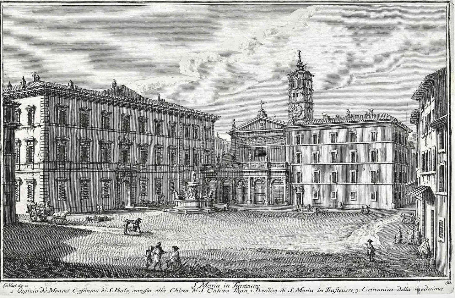 After Giuseppe Vasi, S.Maria in Trastevere, Etching, Late 18th Century ...