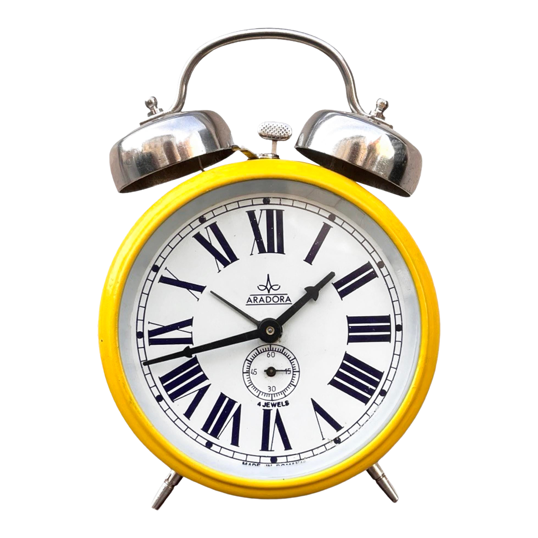 Yellow Mechanical Alarm Clock, Aradora, Ruminia, 1970s | Chairish