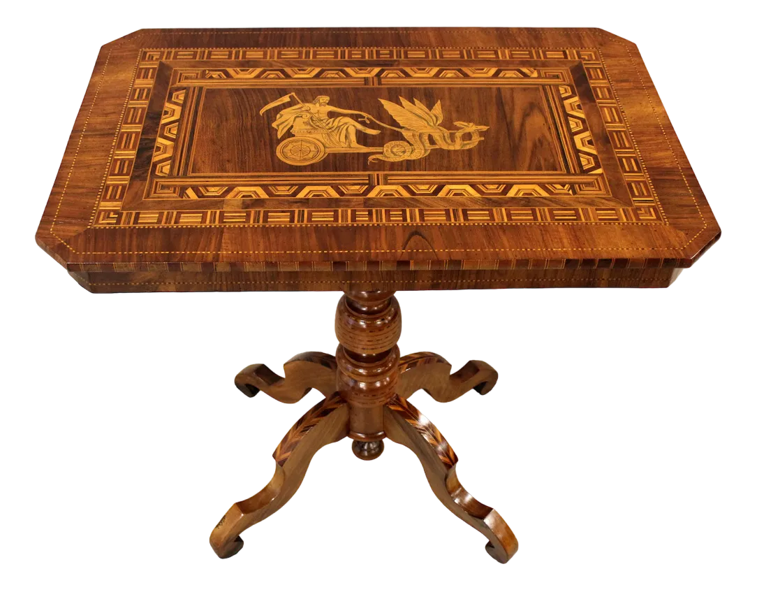 Walnut Tarsia Rolo Coffee Table, Italy, 19th Century | Chairish