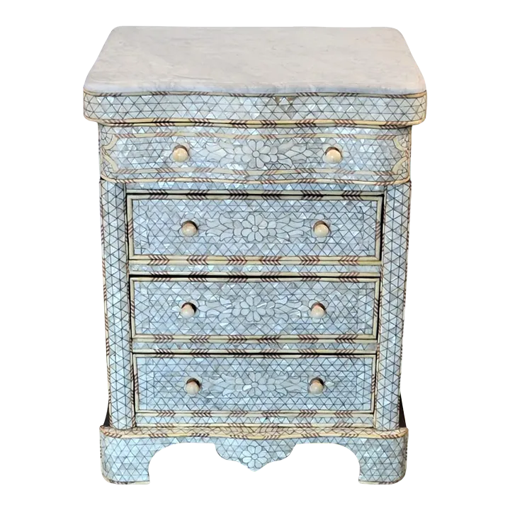 Mother Of Pearl 4-Drawer Night Stand | Chairish