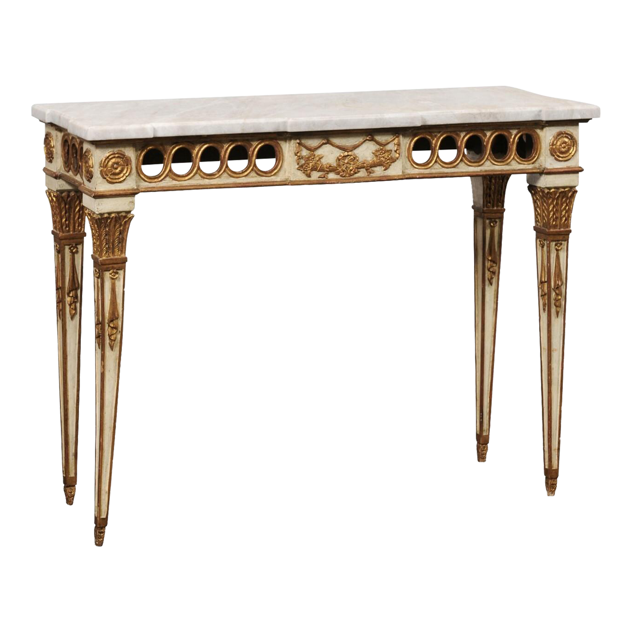 Mid 20th Century Italian Neoclassical Console with Stone Top | Chairish