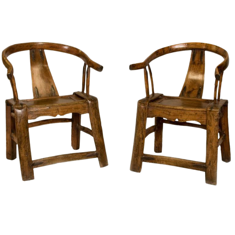 19th Century Chinese Yoke Back Chairs - A Pair | Chairish