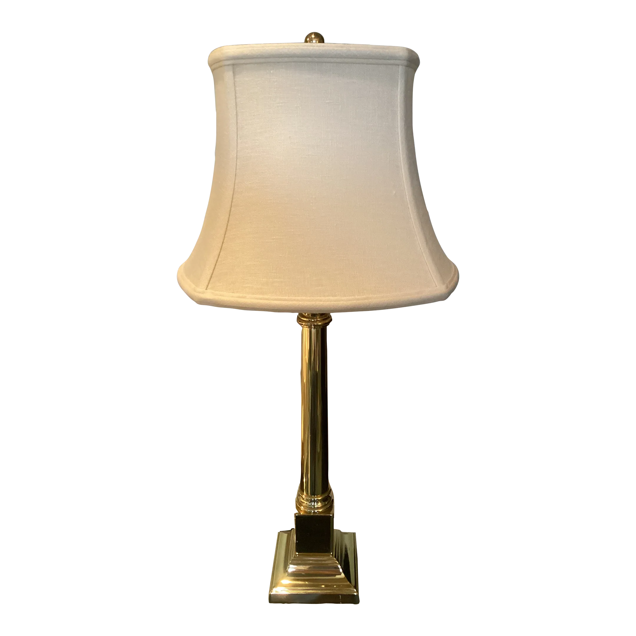 Restored Vintage 1980s Baldwin Brass Column Lamp With New Linen Shade ...