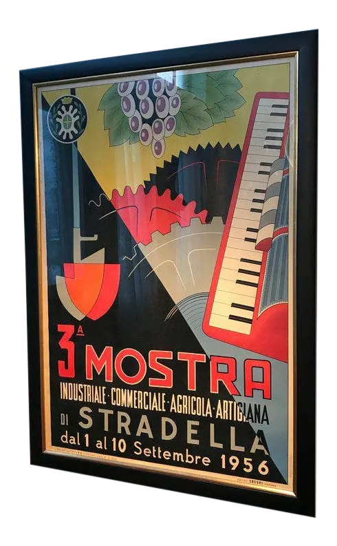 1956 Vintage Italian Industrial Exhibition Poster, Stradella Lombardy ...