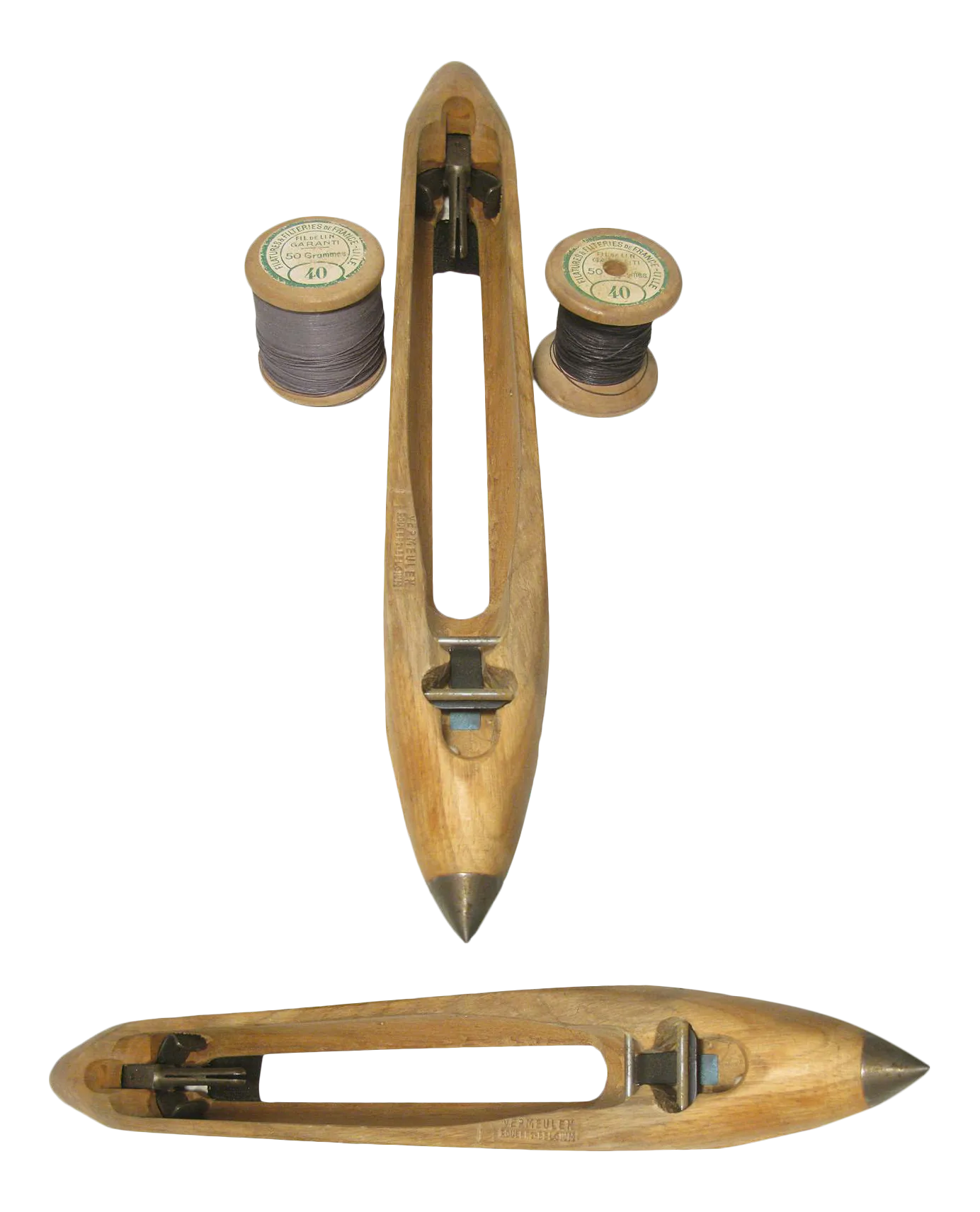 Vintage Belgian Weaving Loom Shuttles & Spools, S/4 | Chairish