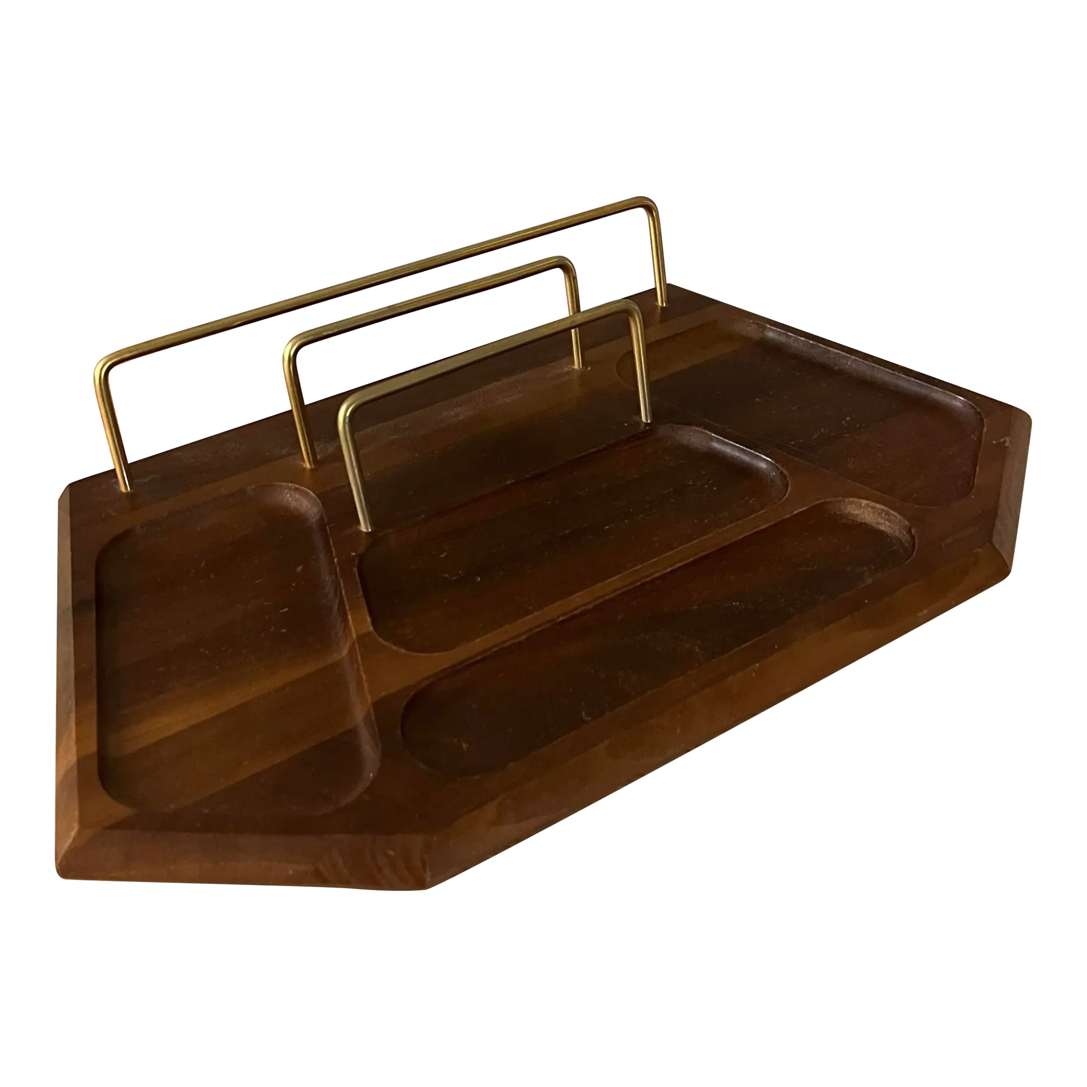 1970s Mid-Century Modern Walnut Desk Organizer | Chairish