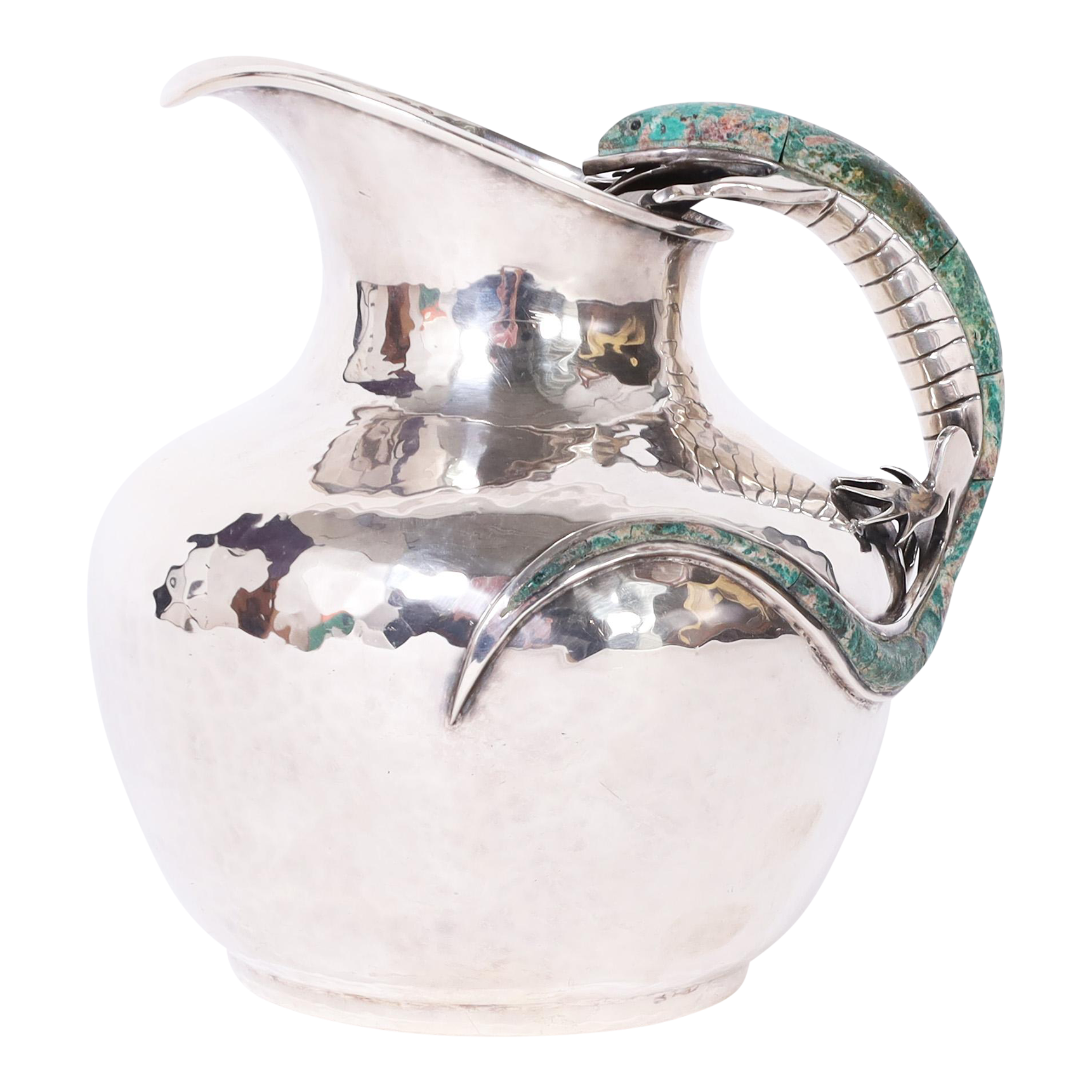 Vintage Silver Plate Pitcher With Lizards by Emilia Castillo | Chairish