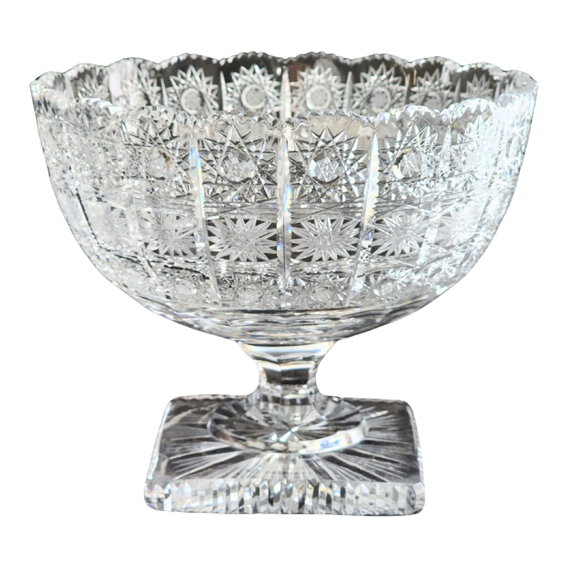 Bohemian Led Cut Crystal Czech Compote Glass | Chairish