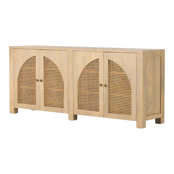 Tilda Sideboard, Natural Circle Cane | Chairish