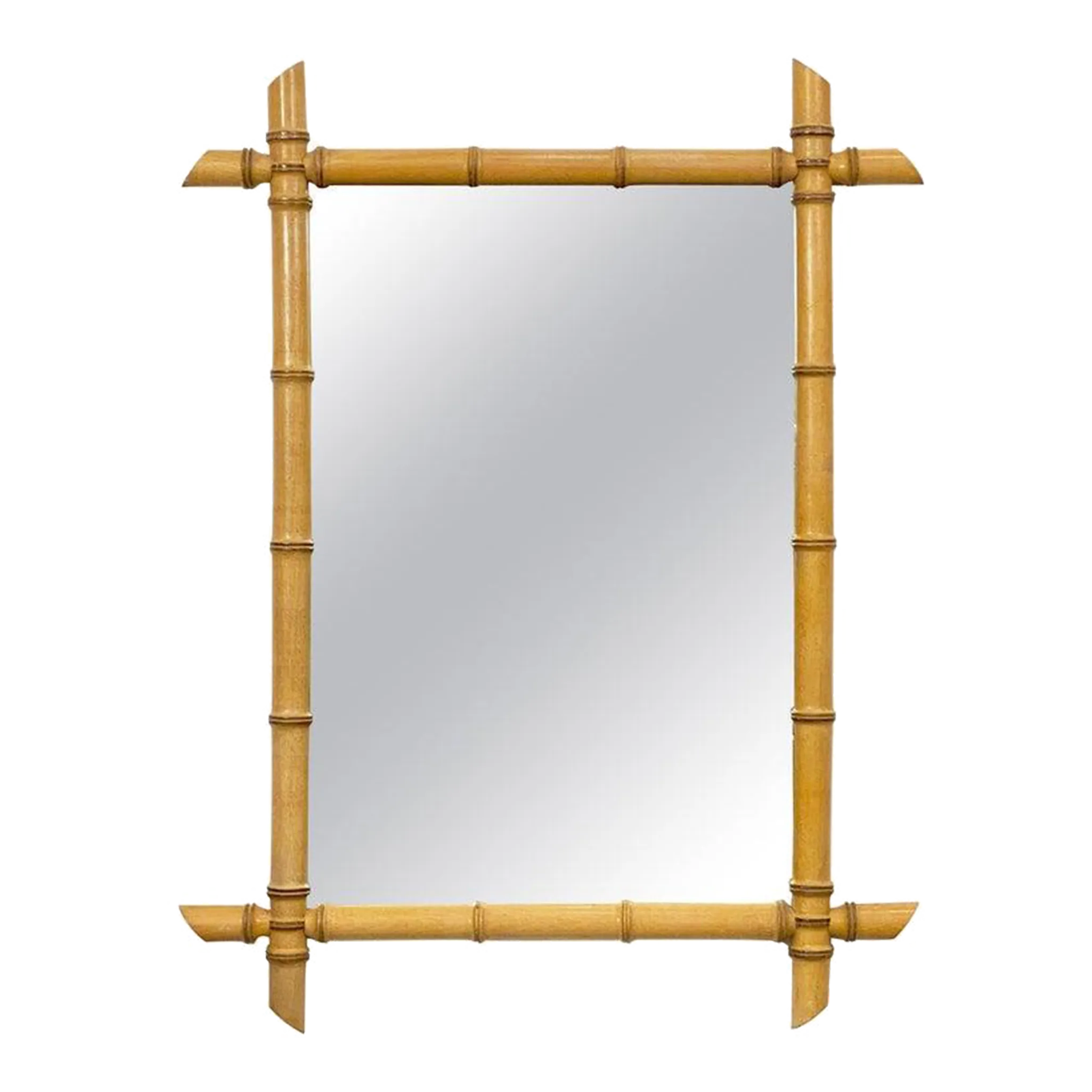 Large French Faux Bamboo Rectangular Mirror (H 34 1/4 X W 26) | Chairish