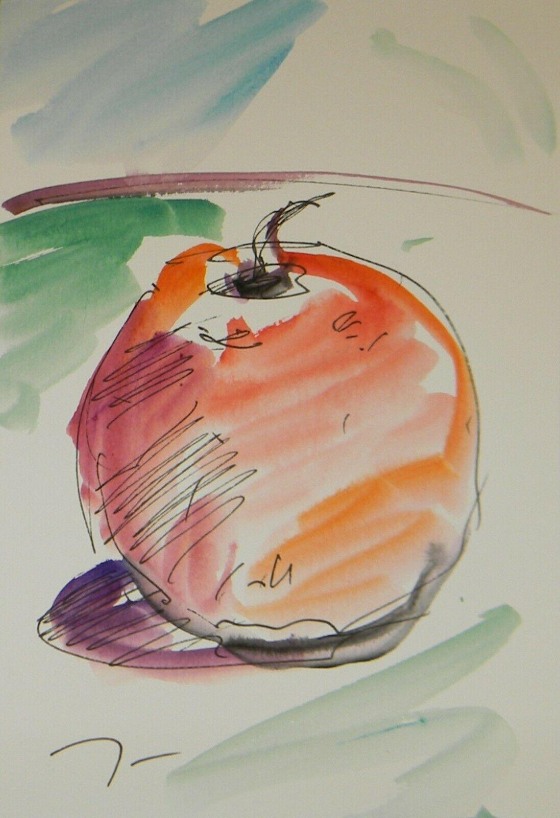 Jose Trujillo Original Expressionism Apple Still Life Watercolor ...