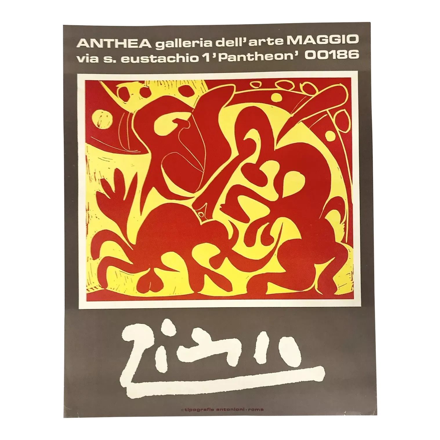 1970s Pablo Picasso “Bullfight in Red & Yellow” Anthea Gallery Promo ...