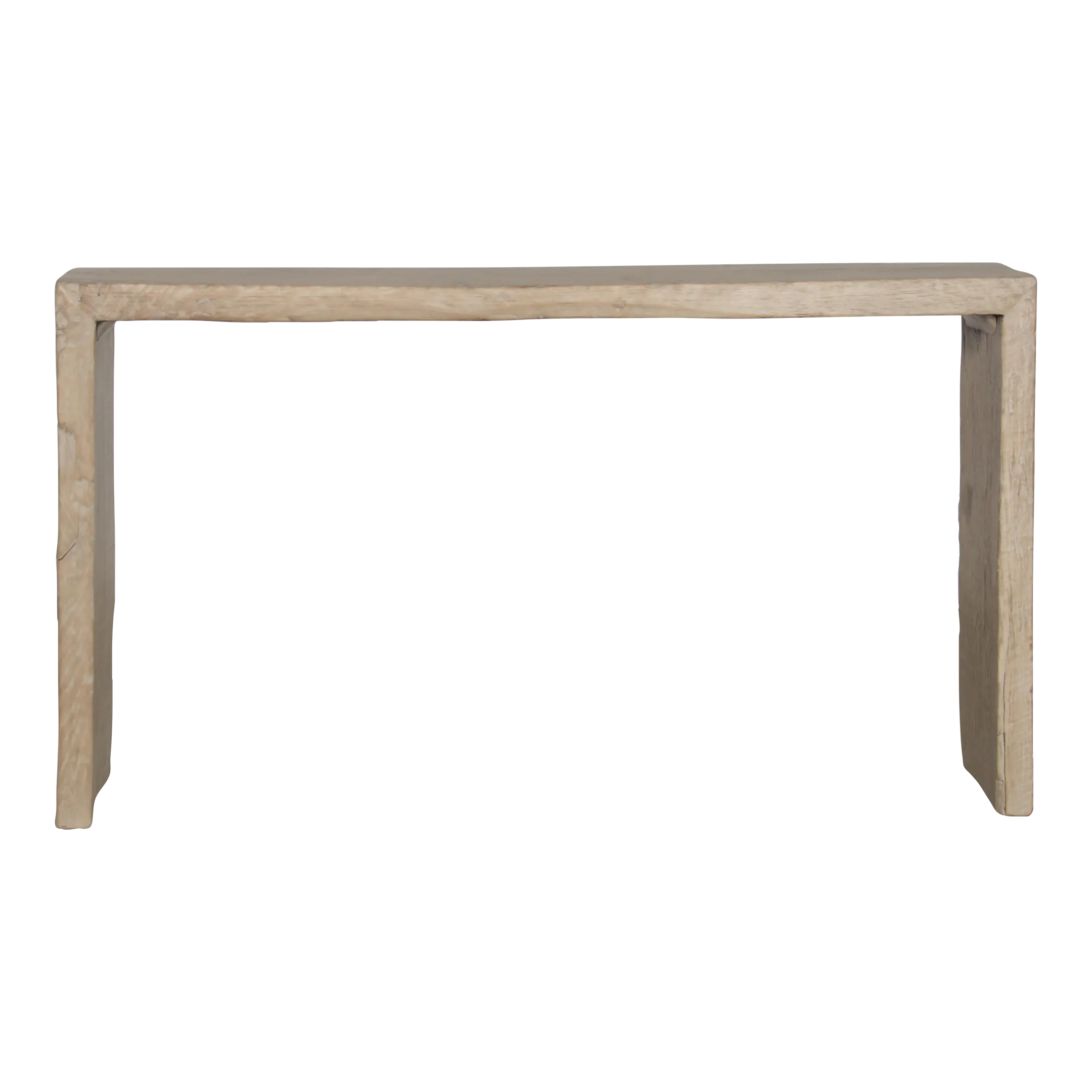 Mid-Century Weathered Natural Pinewood Waterfall Console Table | Chairish