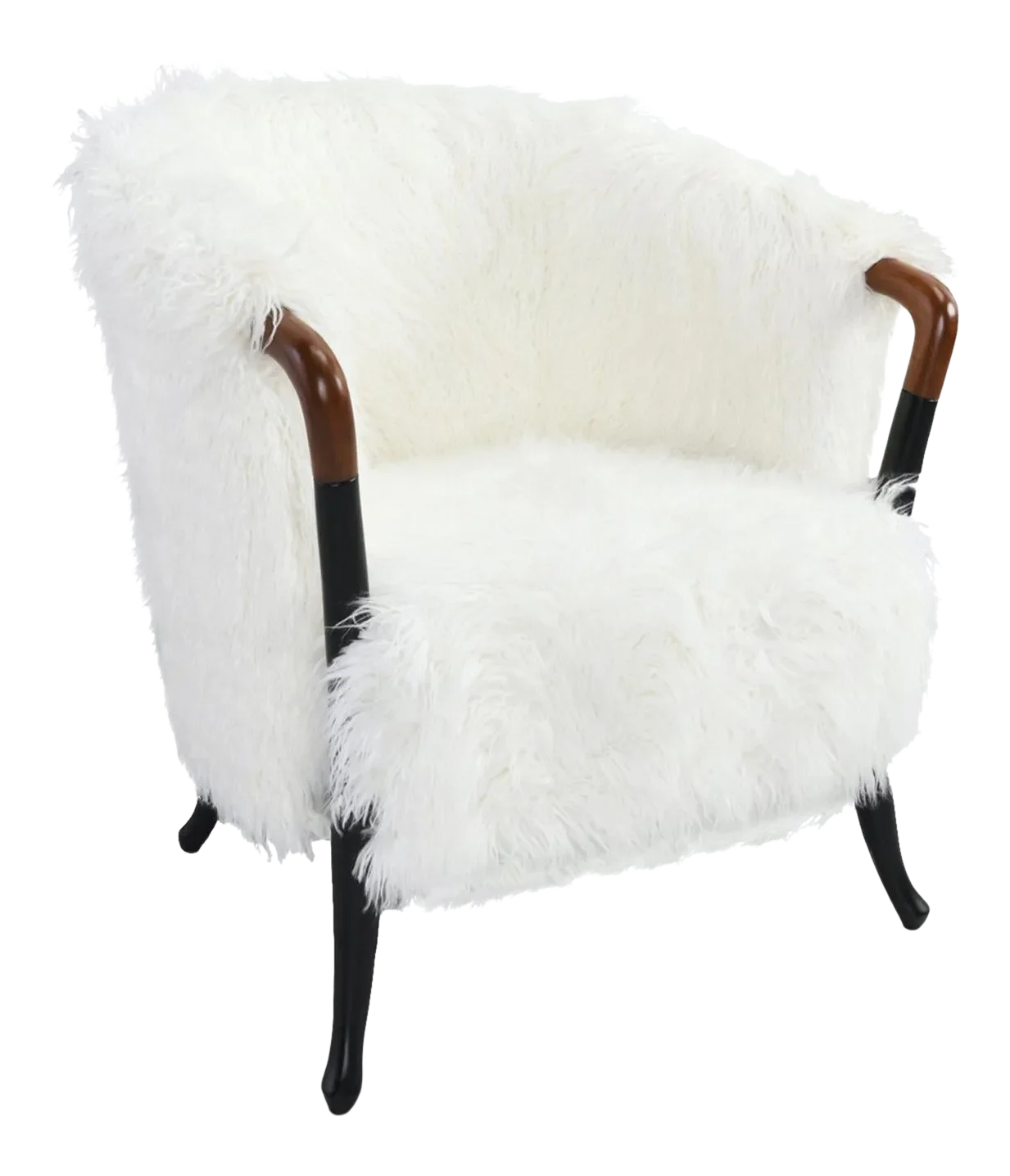 White Faux Fur Arm Chair | Chairish