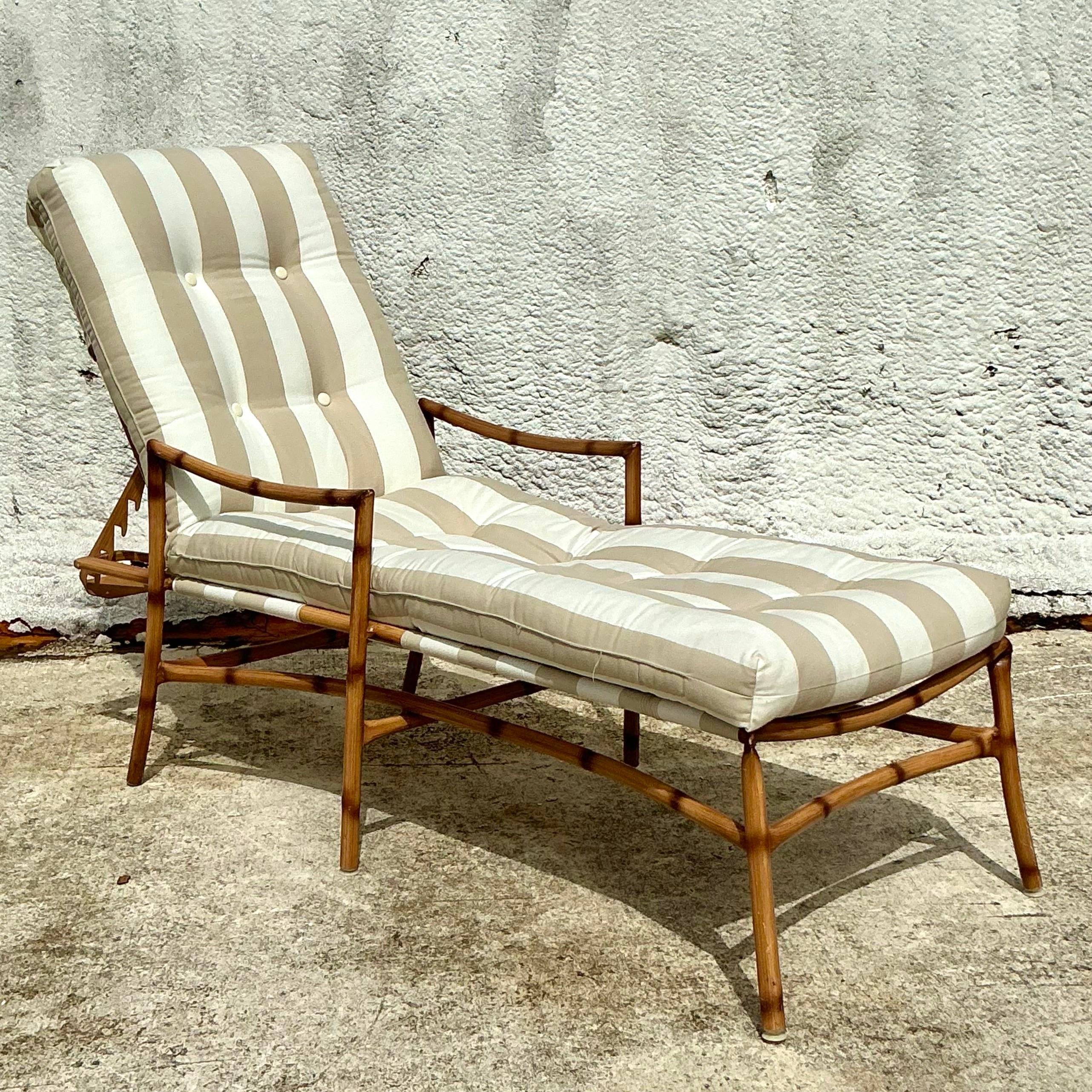Vintage Coastal Aluminum Faux Bamboo Chaise Lounge Chairish