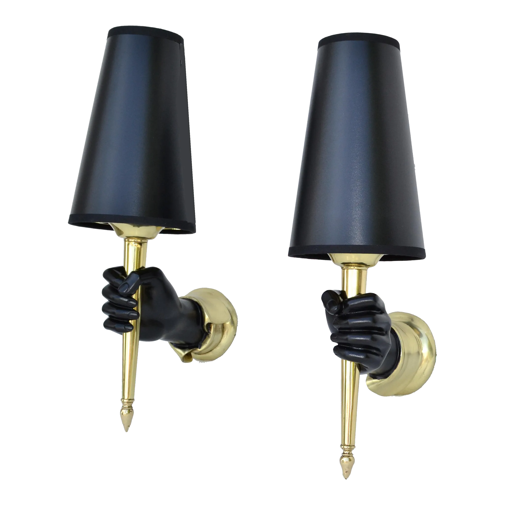 Andre Arbus Bronze Sconces Black Finish Hand Holding Light, Wall Lamp ...