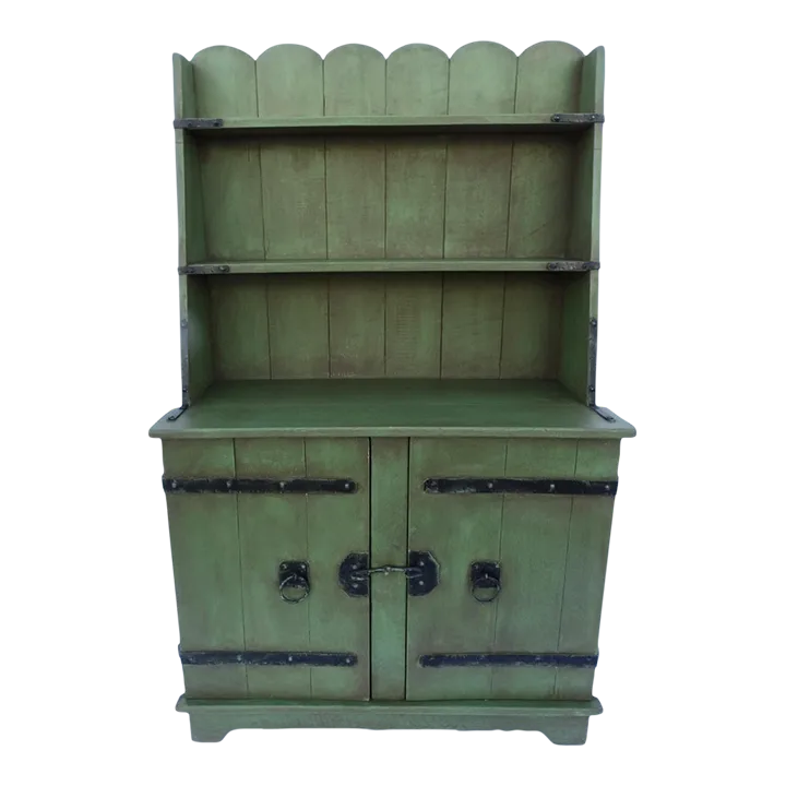 1930s Monterey Classic Spanish Green Welsh Cupboard | Chairish