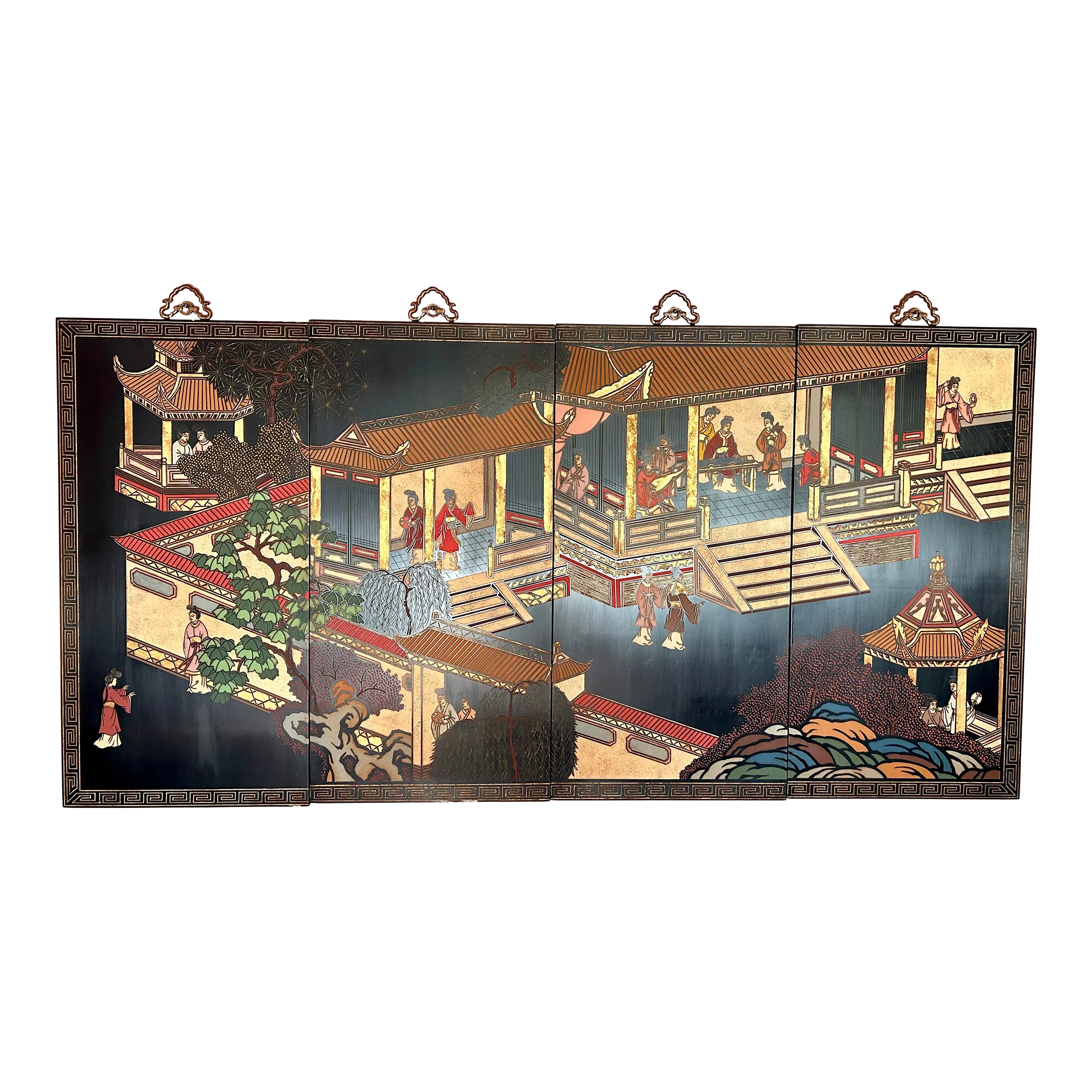4-Panel Hand-Painted Asian Screen by Maitland-Smith, Ltd. Hong Kong ...
