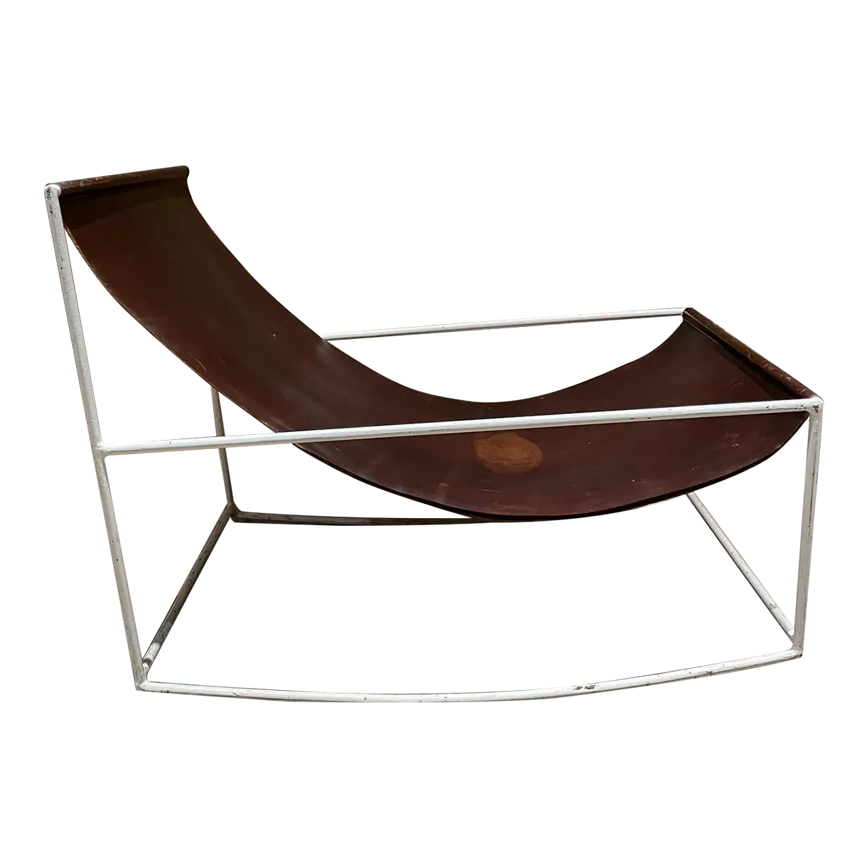 Modern Leather Sling Rocking Chair Iron Frame After Muller Van Severen ...