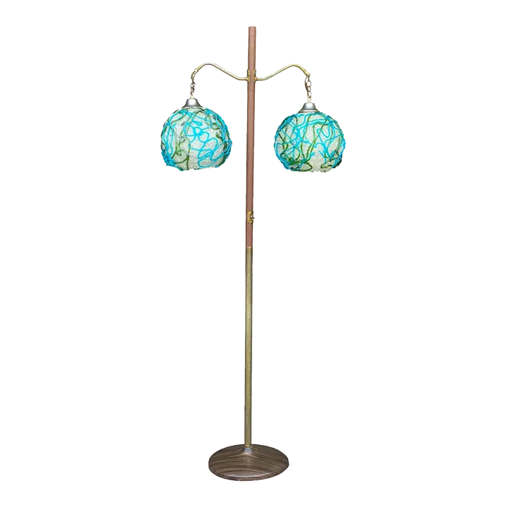 Mid-Century Atomic Spaghetti Lucite Green & Turquoise Floor Lamp | Chairish