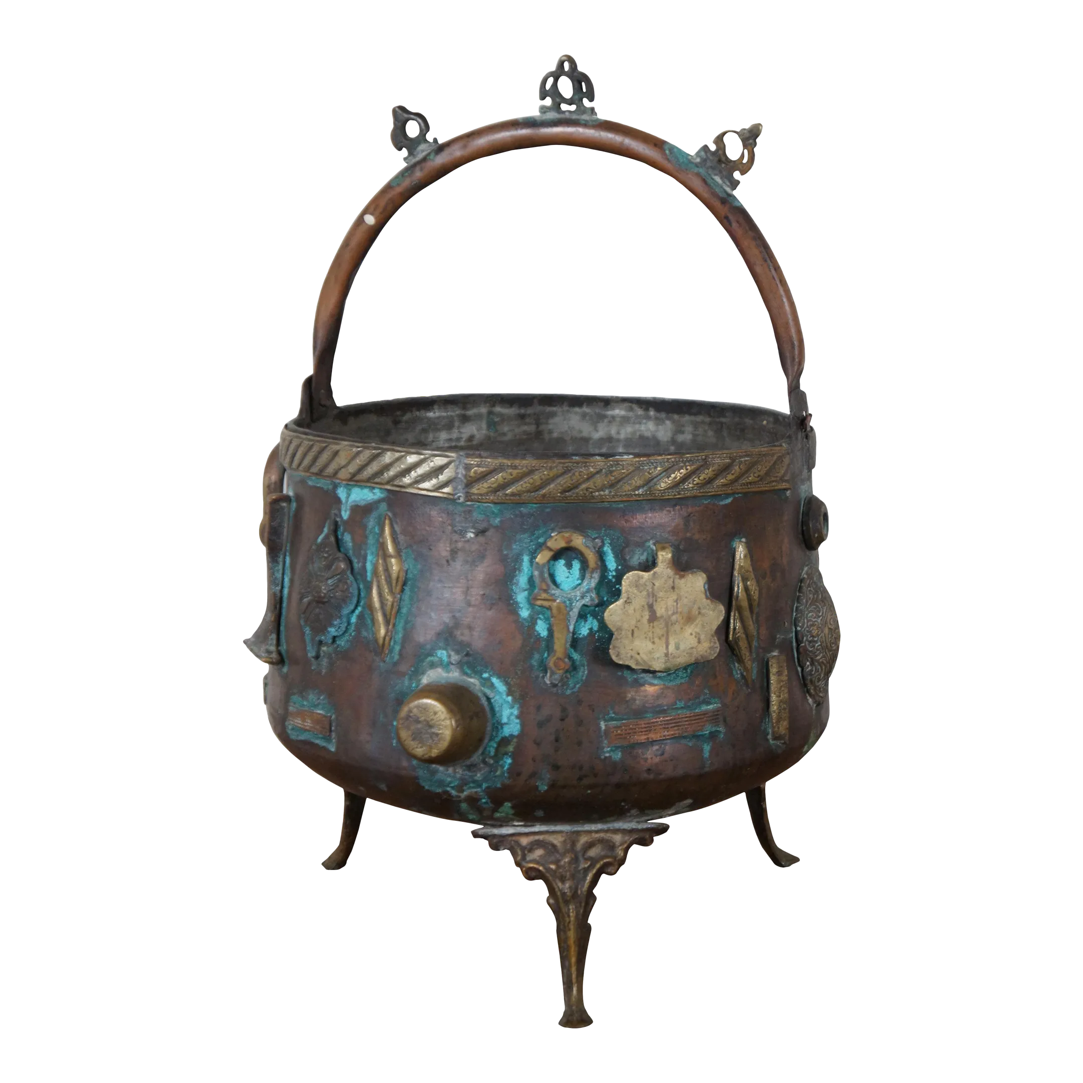 Antique 19th Century Chinese Bronze Ornate Cauldron Pot Planter Tripod ...