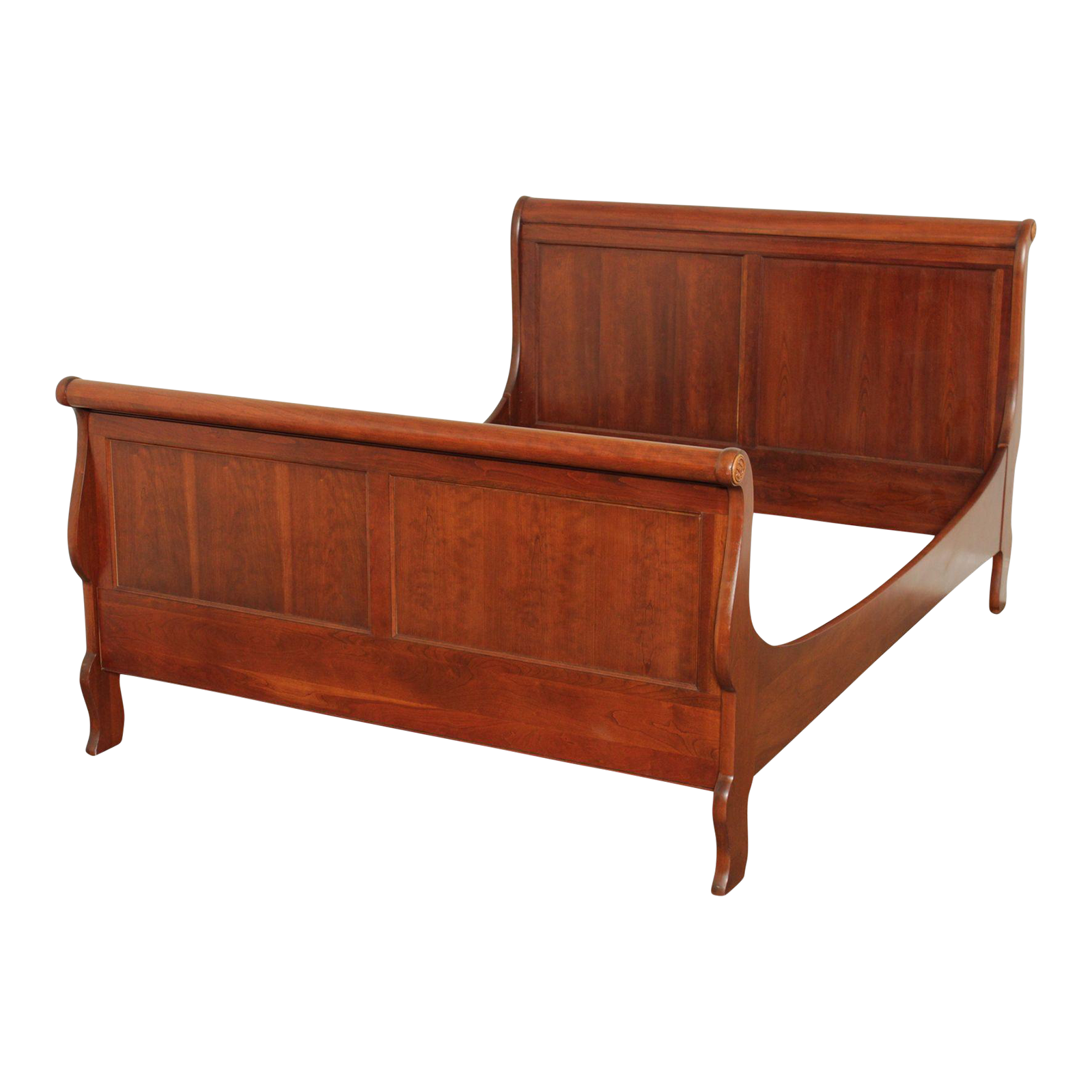 Rustic European Style Cherry Queen Sleigh Bed | Chairish