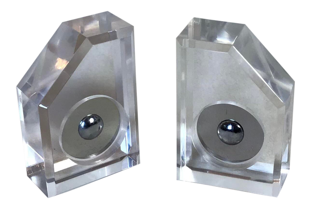 1970s Ritts Astrolite Style Modern Abstract Lucite Bookends - a Pair ...
