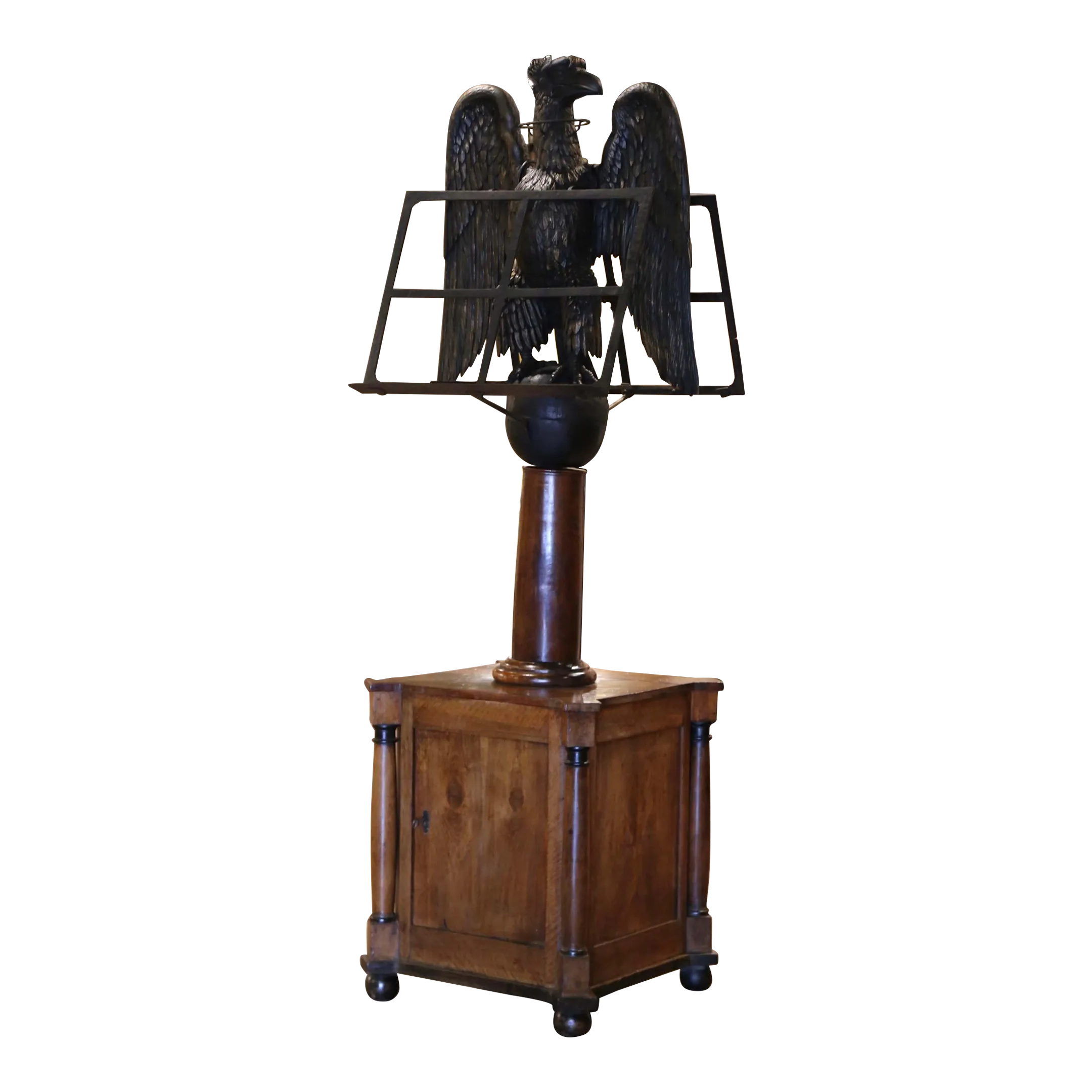 19th Century French Empire Double-Side Lectern on Cabinet With Carved ...