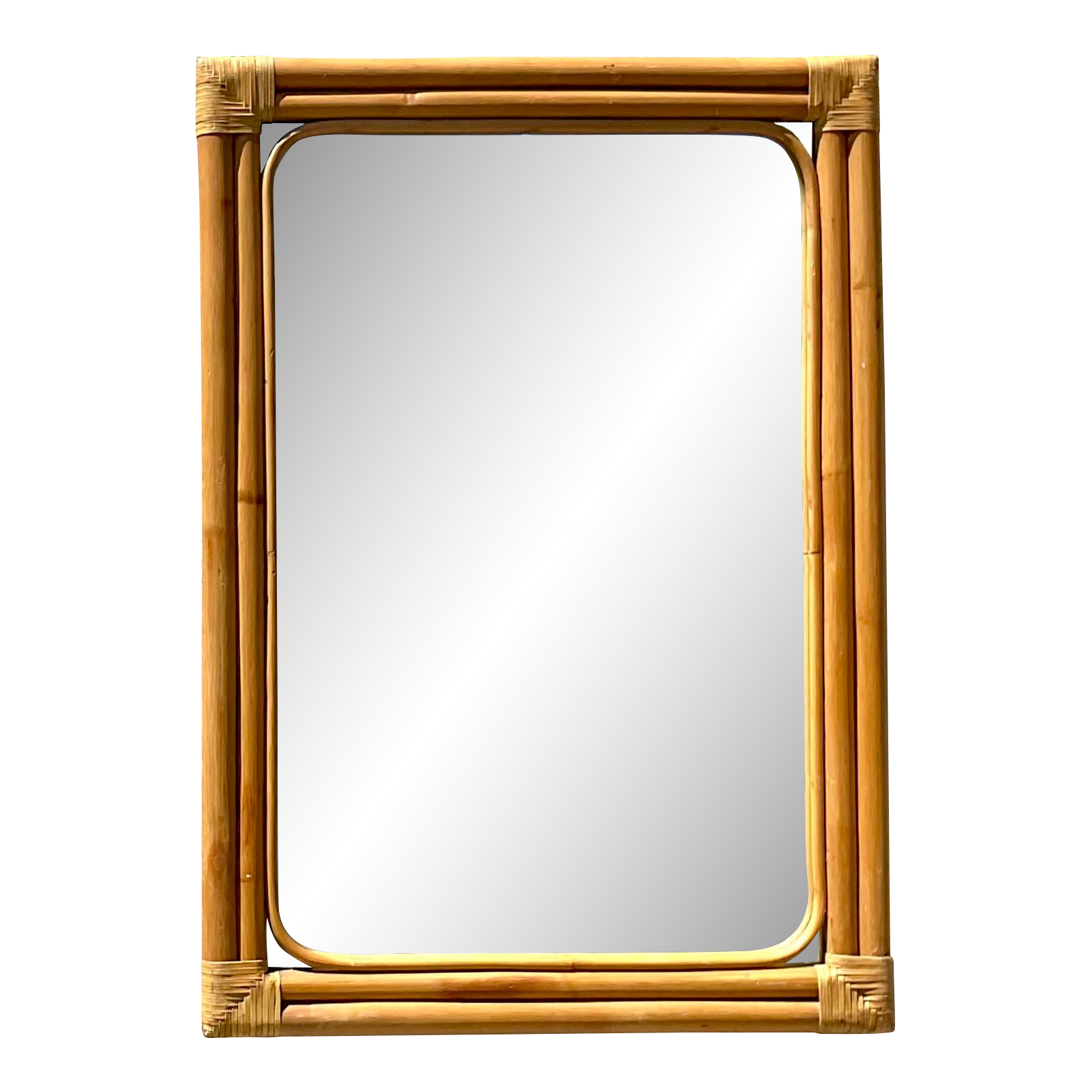 Vintage Coastal Wrapped Rattan Mirror | Chairish