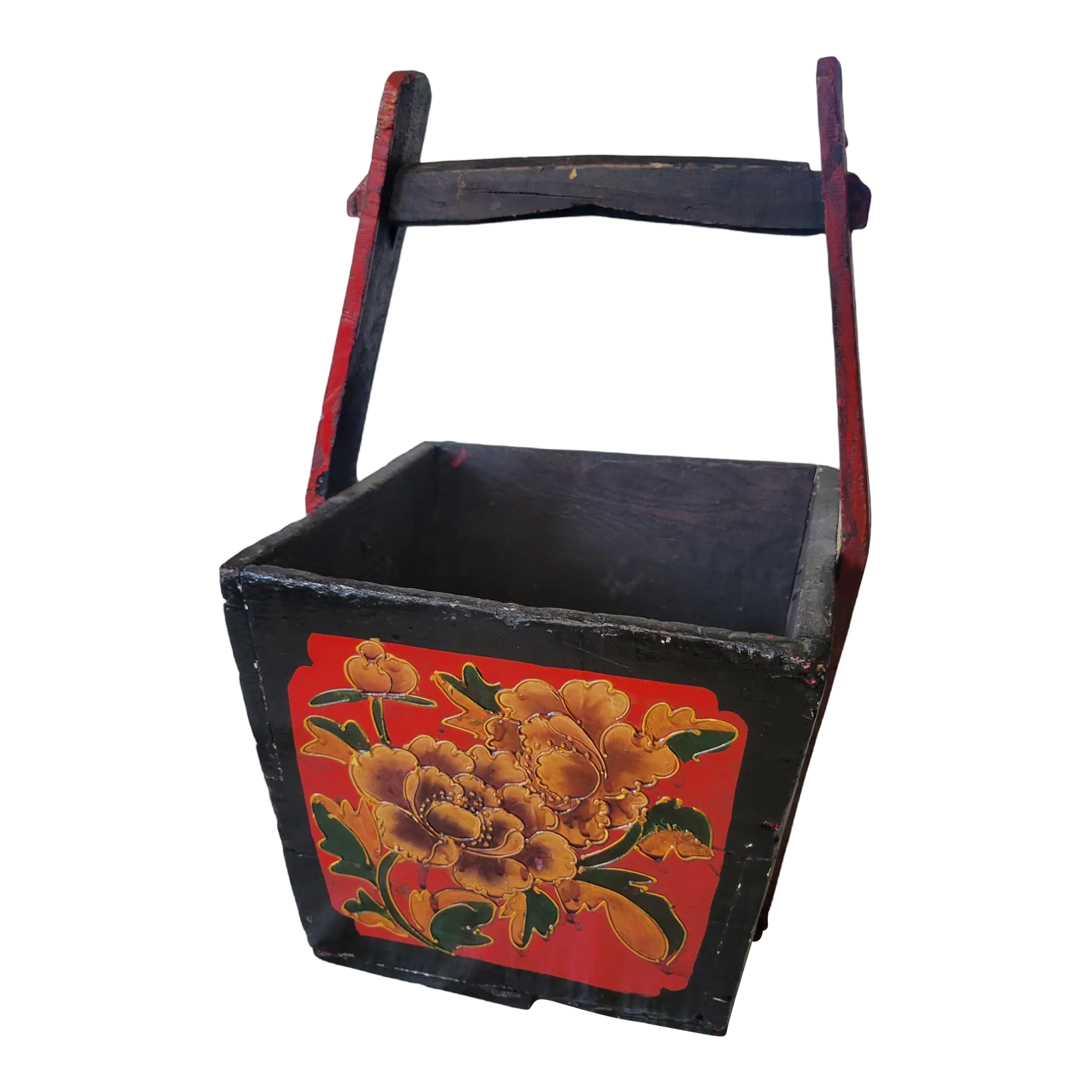 Antique Chinese Hand Painted Water Bucket | Chairish