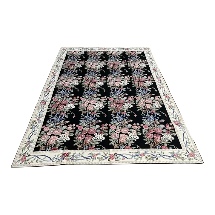 Handwoven Needlepoint French Style Rug 8'7" X 11'6" | Chairish