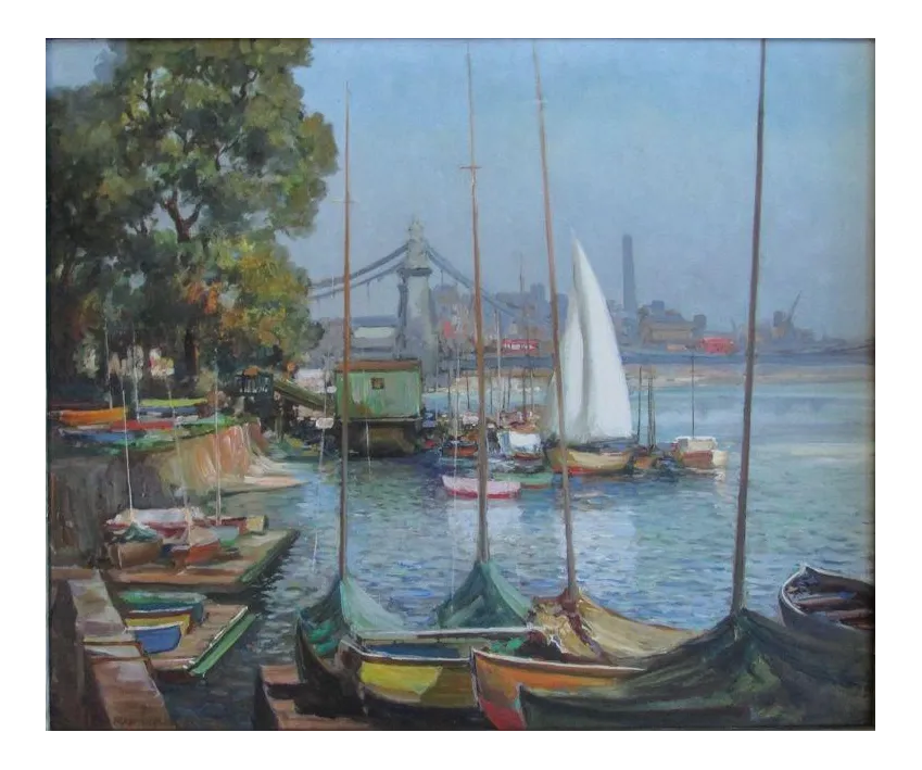 Max Hofler (British, 1892–1963) River Thames London Original Oil ...