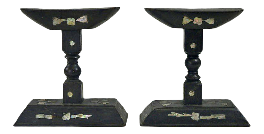 19th Century African Wood Head Rest - a Pair | Chairish