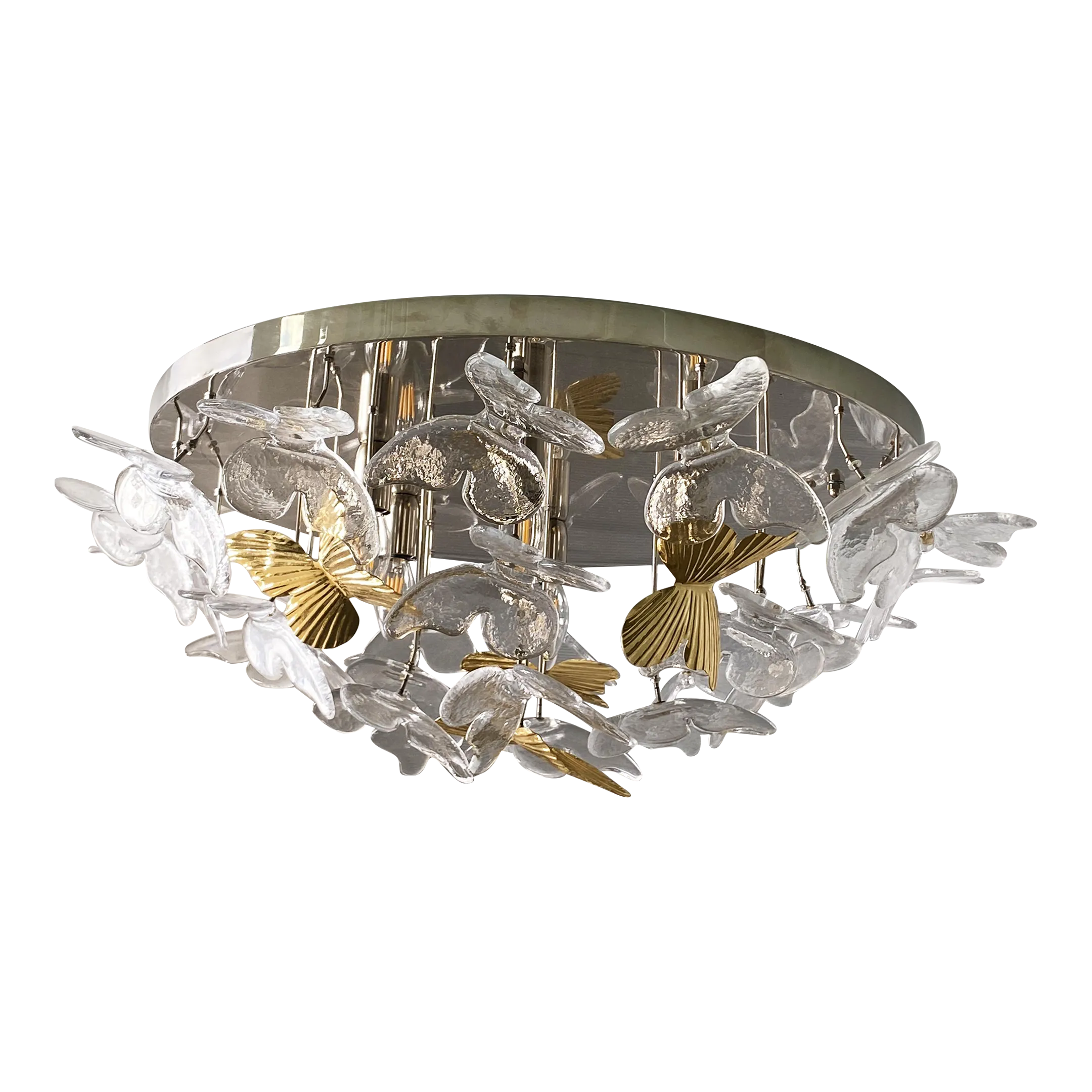 Contemporary Brass and Murano Glass Butterfly Flush-Mount by Simoeng ...