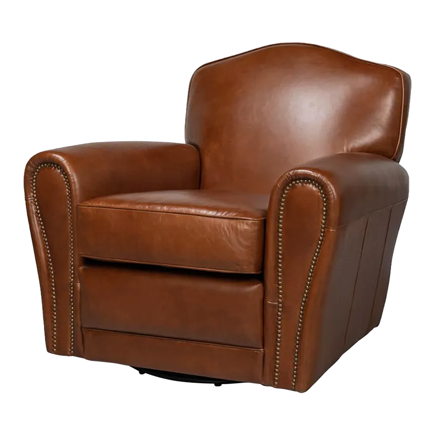 Deco Style Leather Club Chair | Chairish