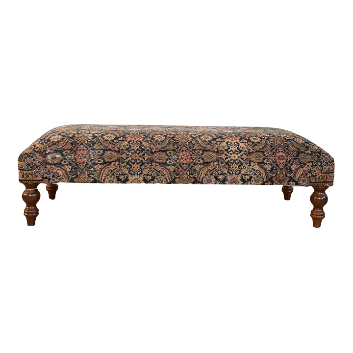 Vintage Persian Fereghan Rug Ottoman Coffee Table | Chairish