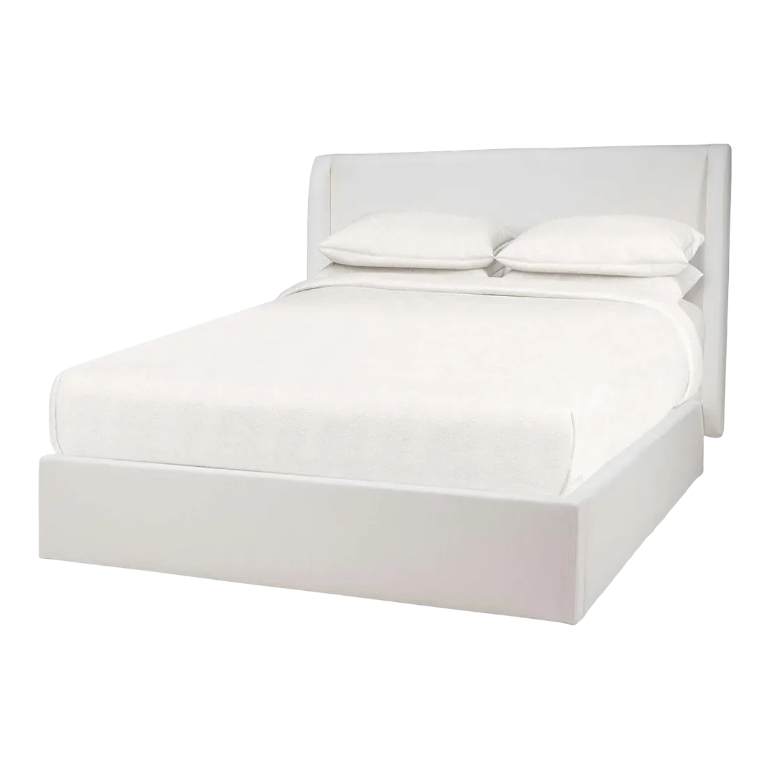 Arctic White Upholstered King Size Bed | Chairish