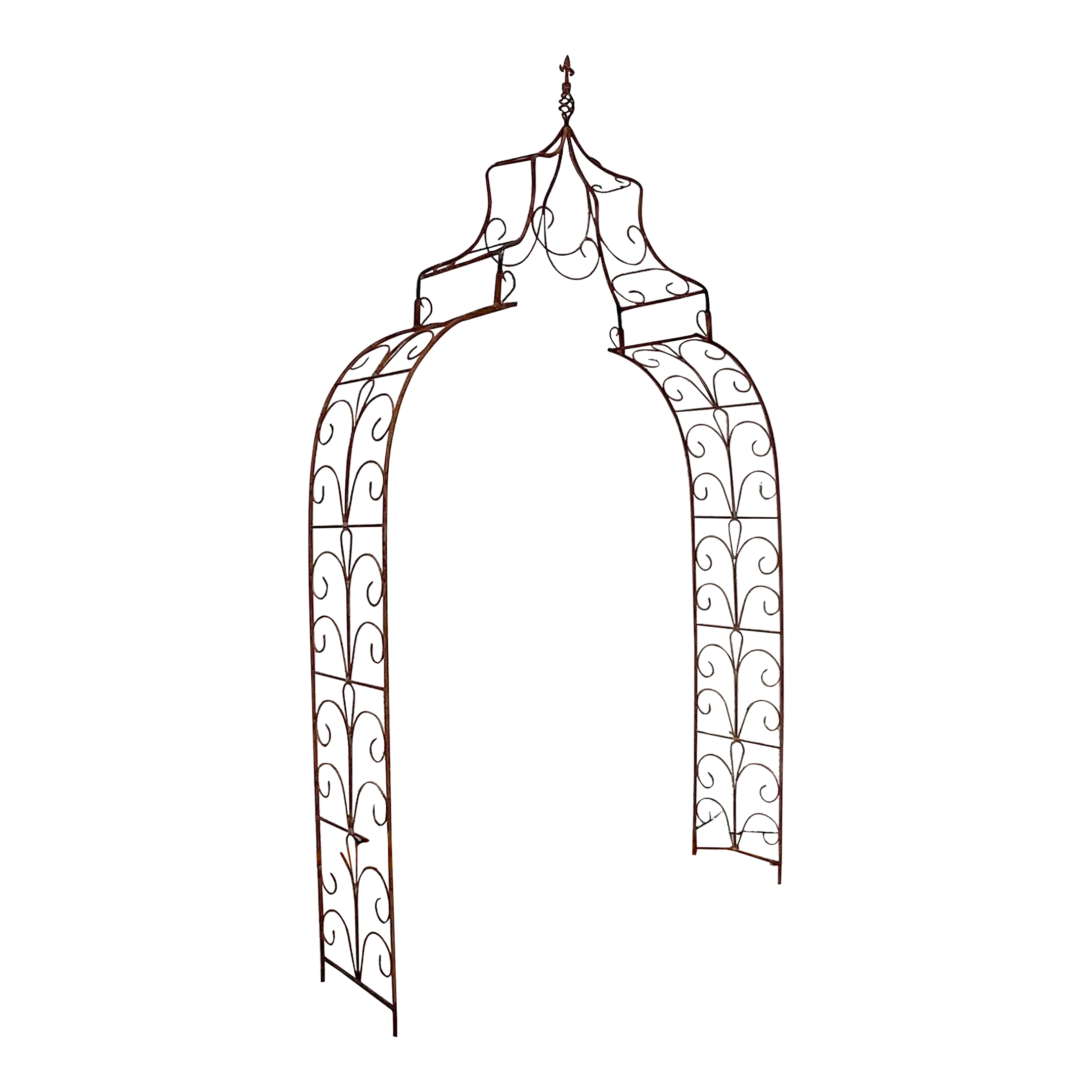 Vintage Boho Patinated Wrought Iron Garden Arch | Chairish