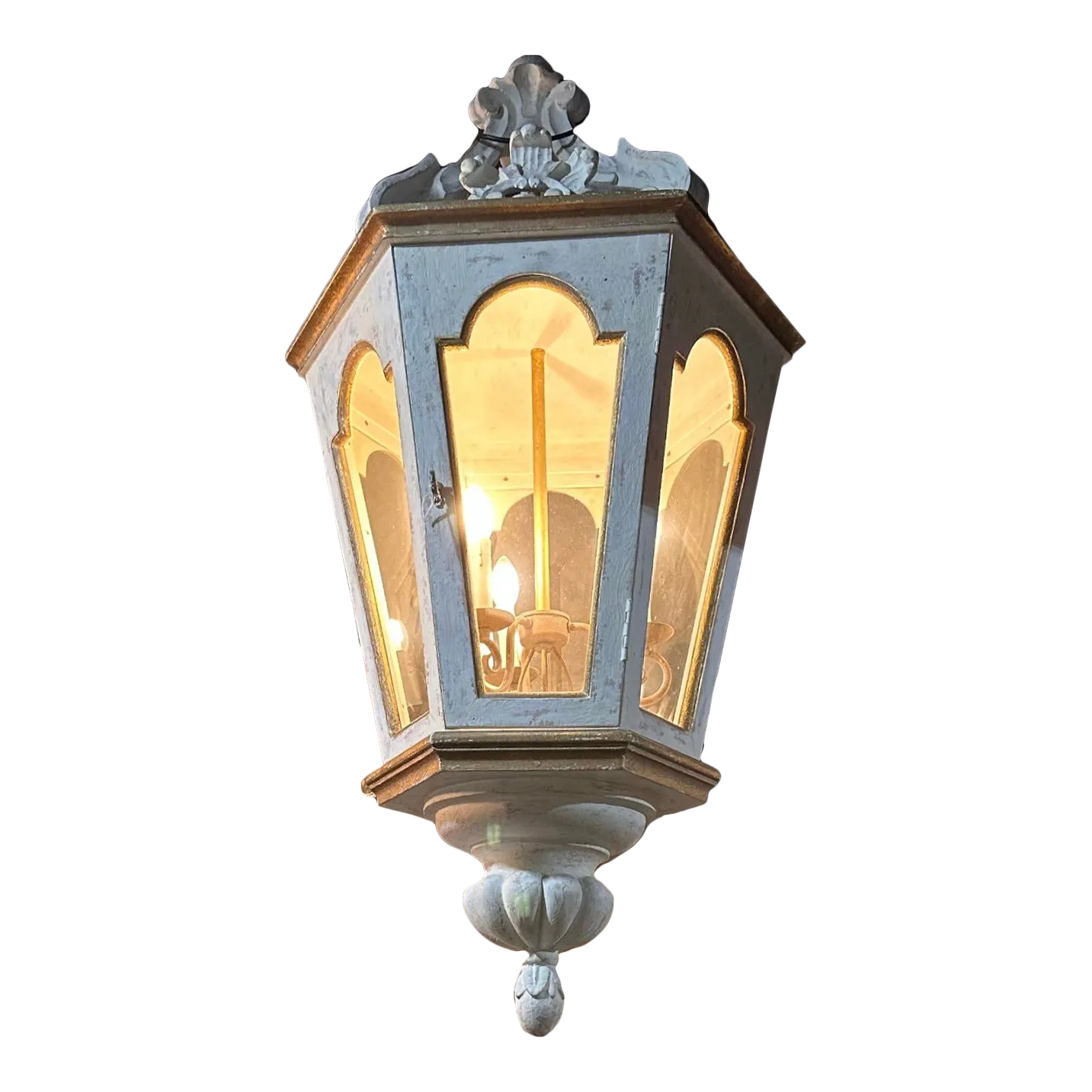 18th C Style Italian Painted and Giltwood Six Sided Lantern Chandelier ...
