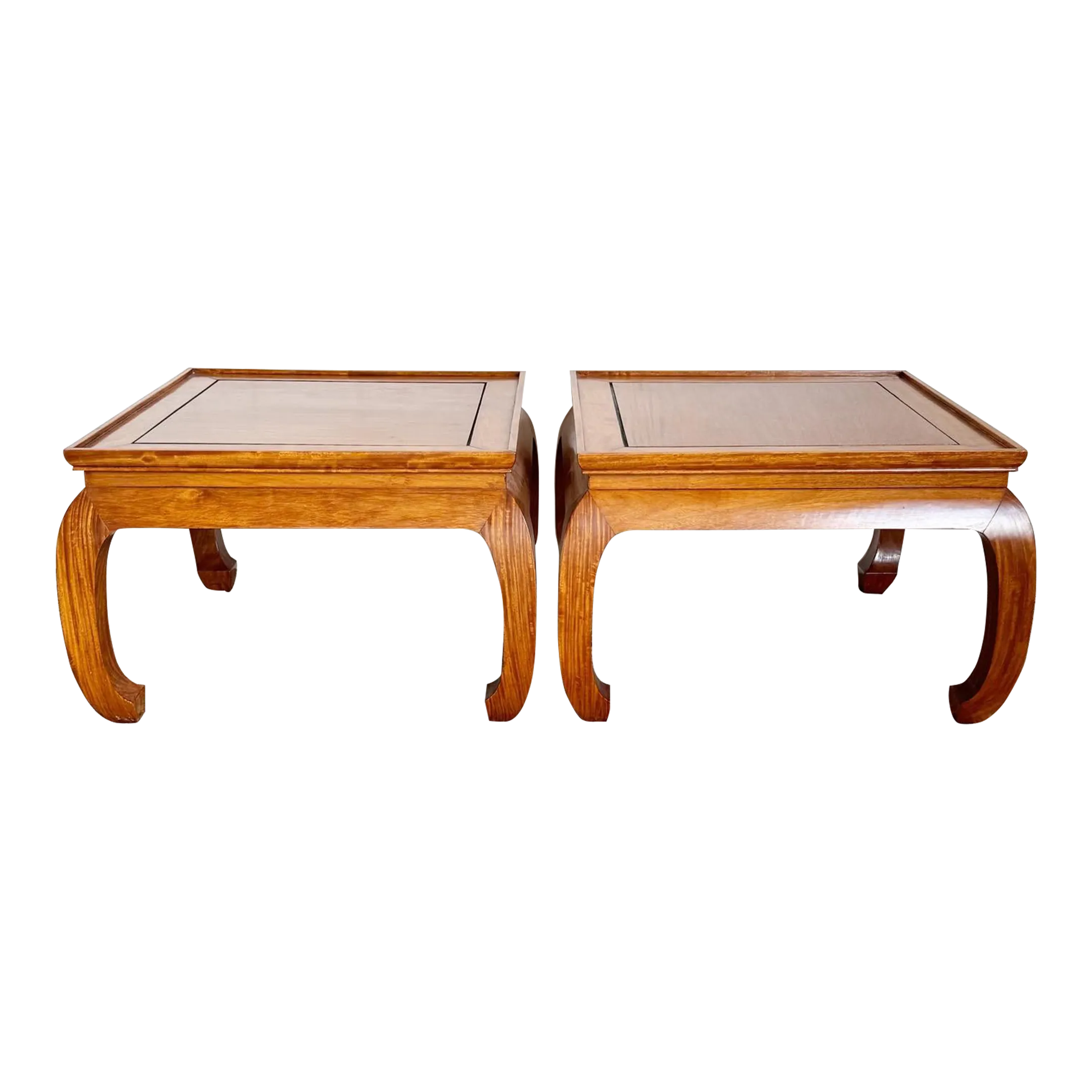 Chinoiserie Ming Style Wooden Side Tables - a Pair | Chairish