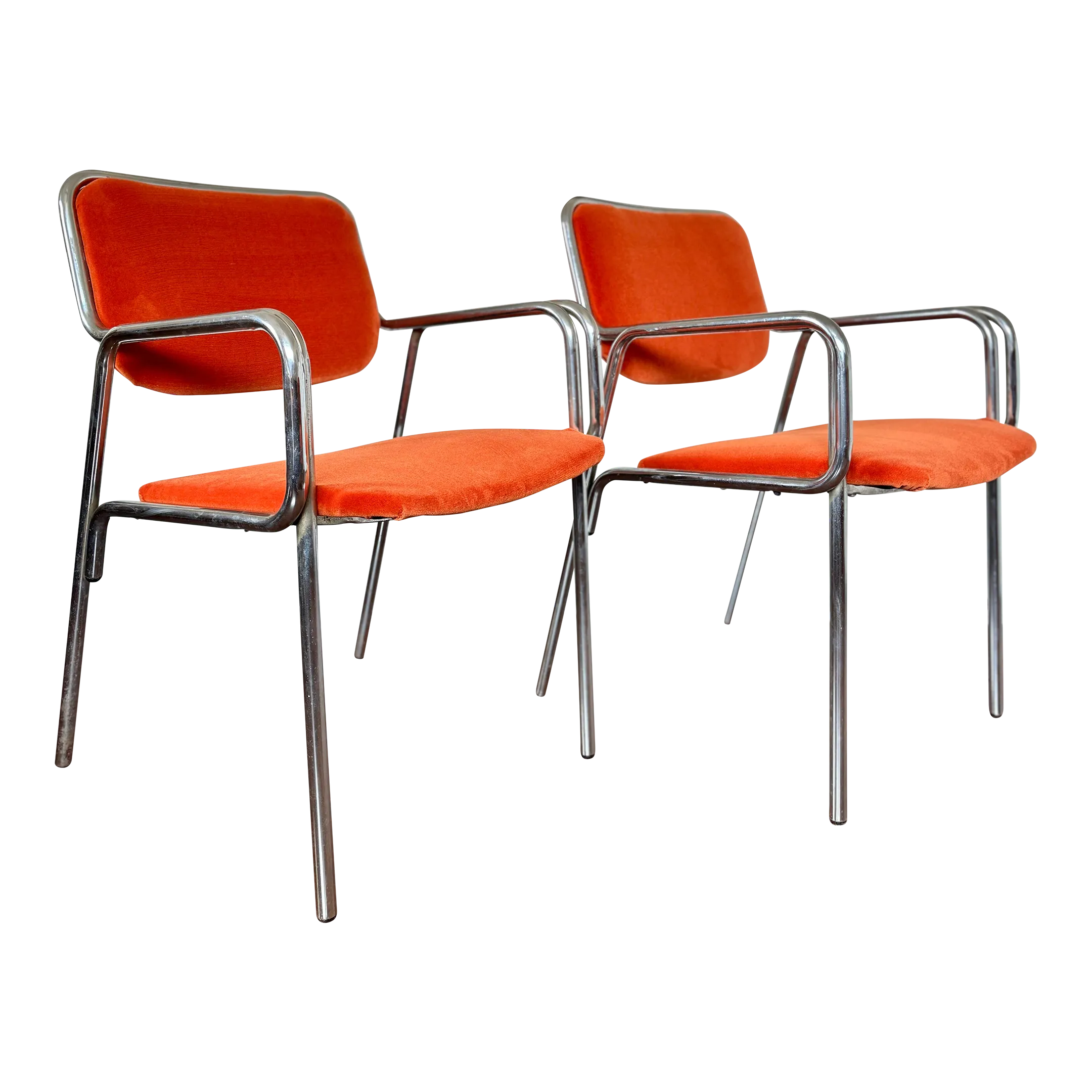 Set of 2 Mid Century Modern Tubular Arm Chairs by Global Upholstery ...