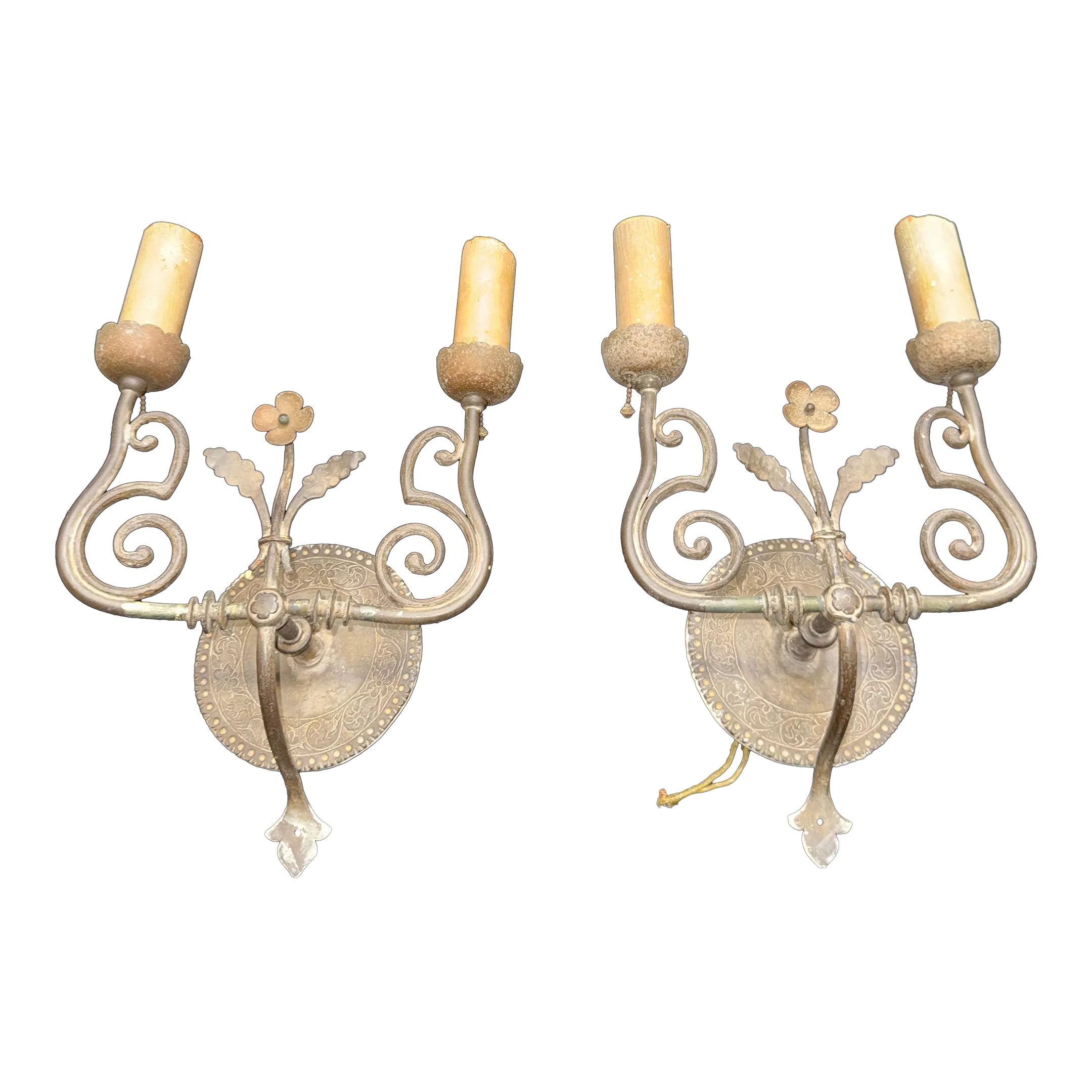 1920s Hand-Carved Spanish Revival Two-Arm Sconces – a Pair | Chairish